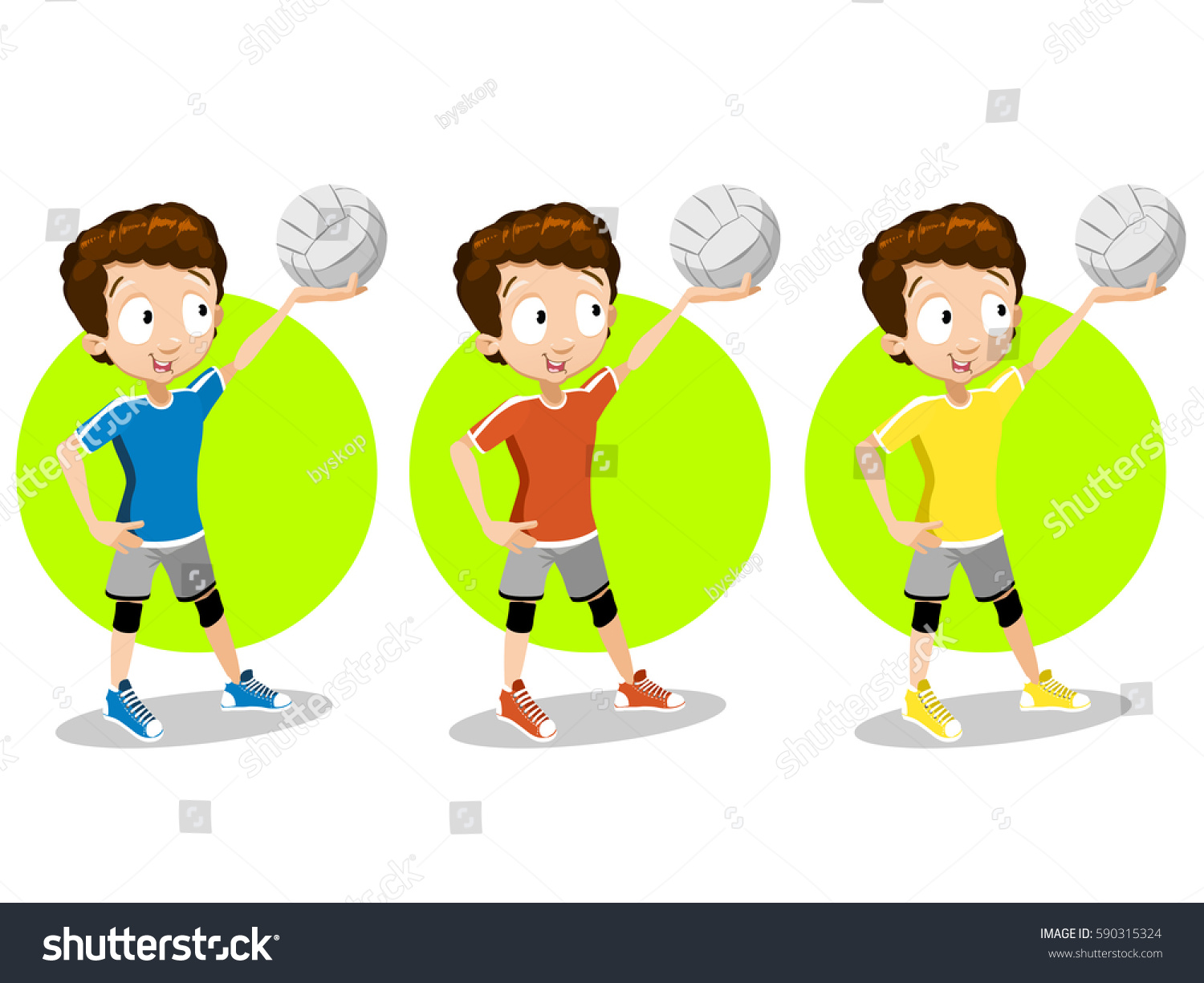 Cartoon Volleyball Player Set Stock Vector (Royalty Free) 590315324