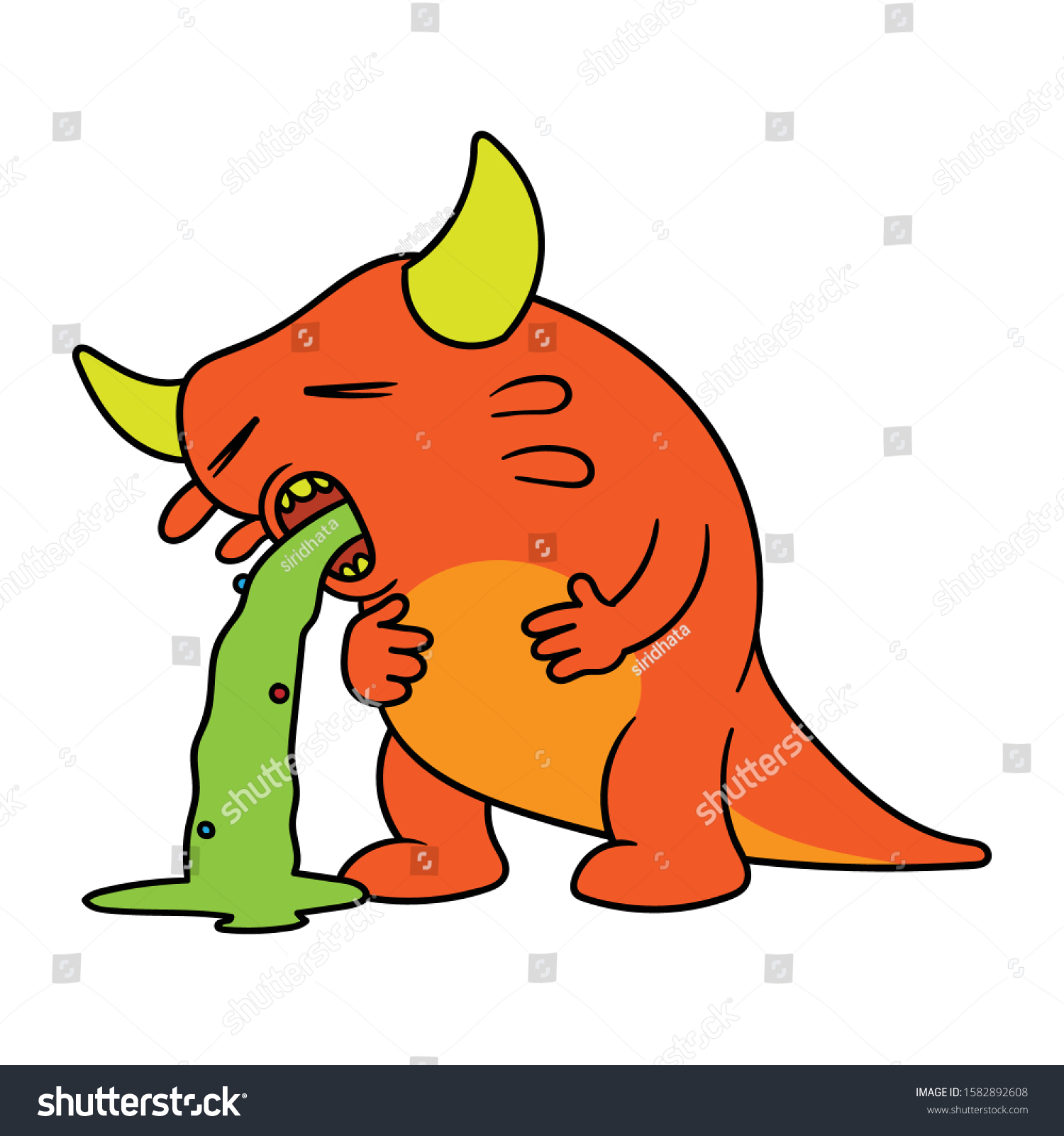 Cartoon Vomiting Creature Vector Illustration Stock Vector (Royalty ...