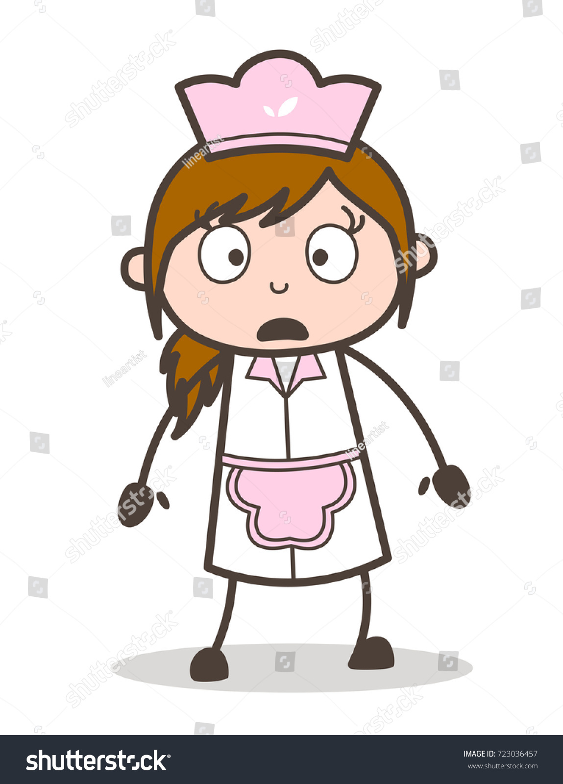 Cartoon Waitress Scared Face Vector Illustration: vector de stock ...