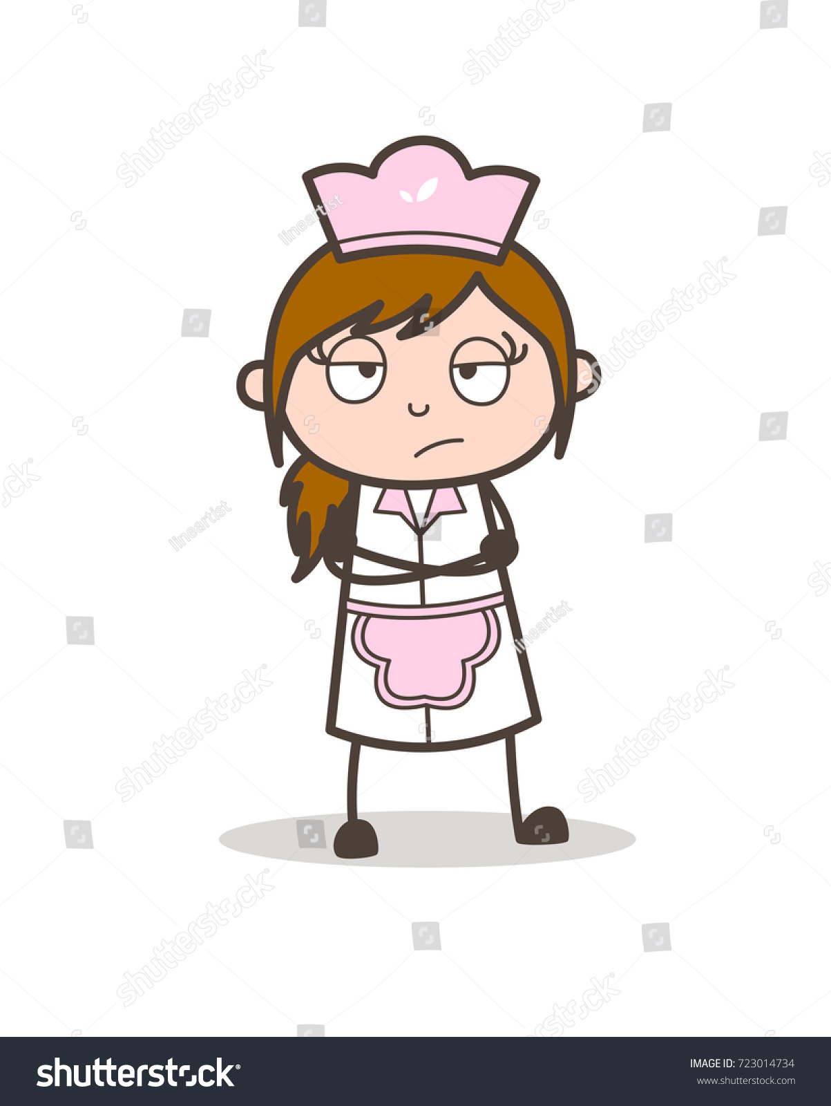 Cartoon Waitress Unhappy Expression Vector Illustration Stock Vector ...
