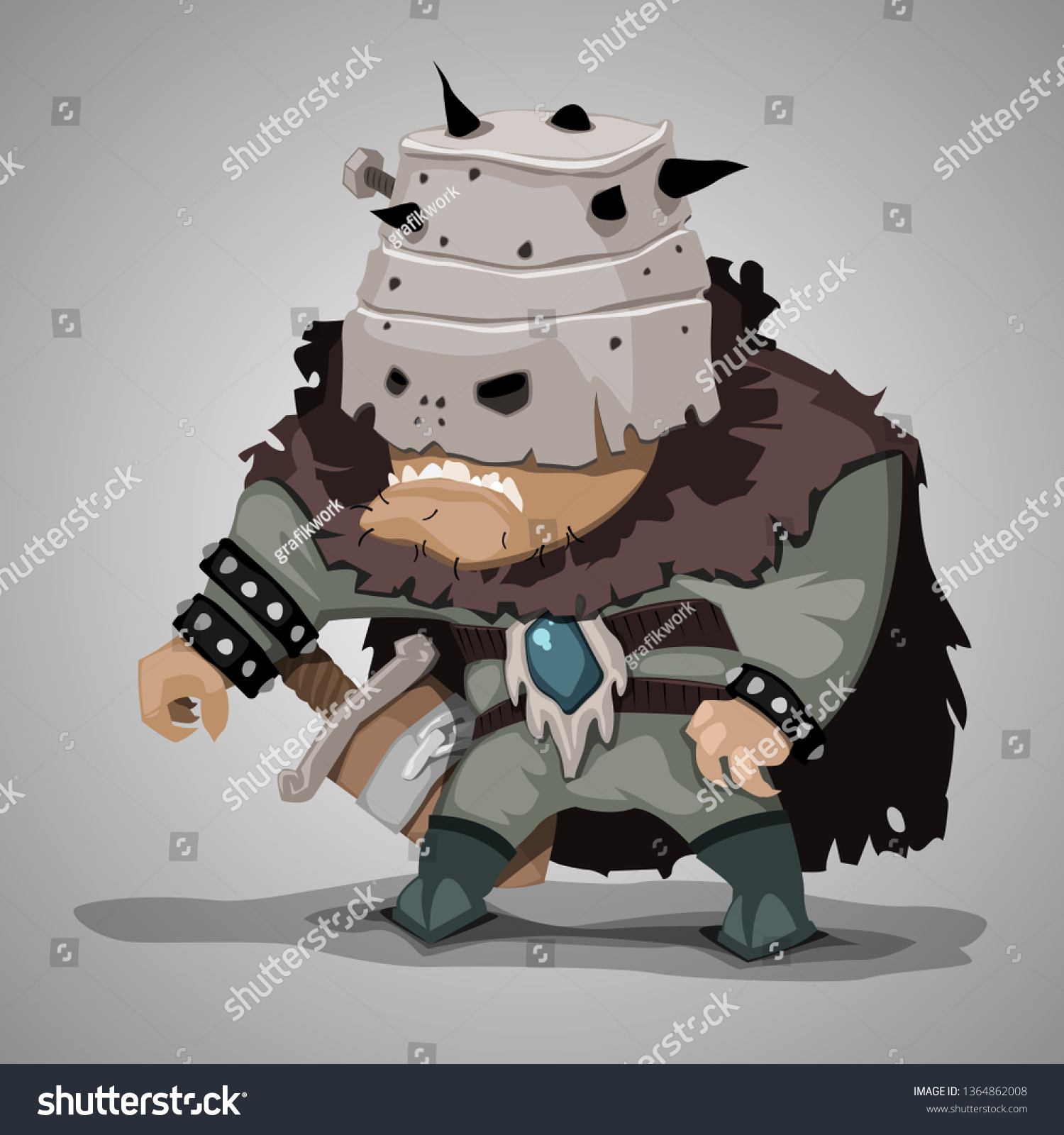 Cartoon Warrior Character Vector Illustration Stock Vector (Royalty ...