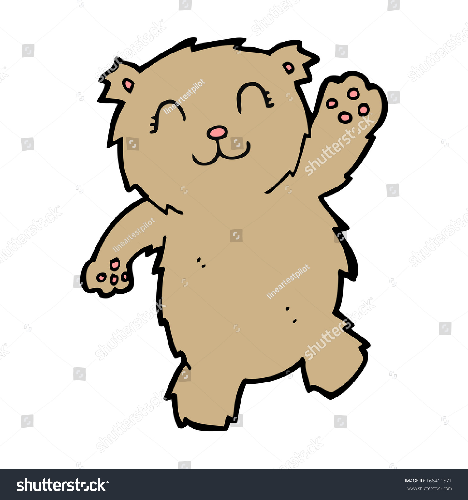 Cartoon Waving Teddy Bear Stock Vector (Royalty Free) 166411571 ...