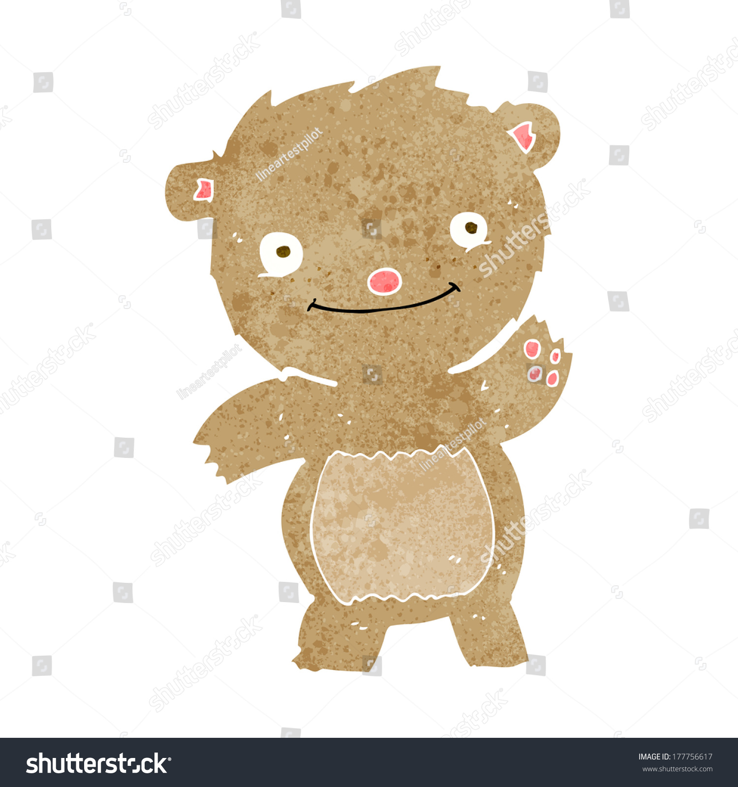 Cartoon Waving Teddy Bear Stock Vector (Royalty Free) 177756617 ...