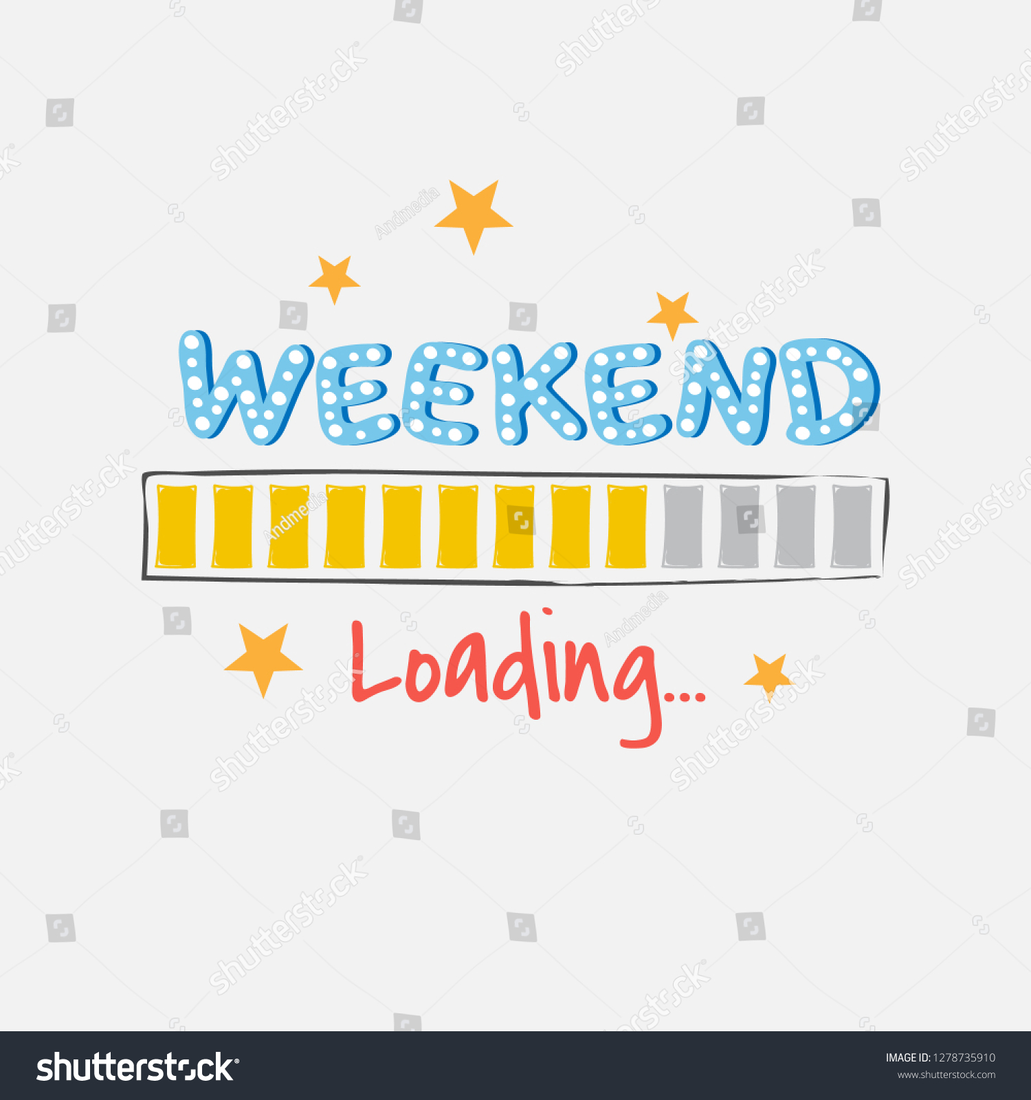 Cartoon Weekend Loading Progress Bar Isolated Stock Vector (Royalty ...