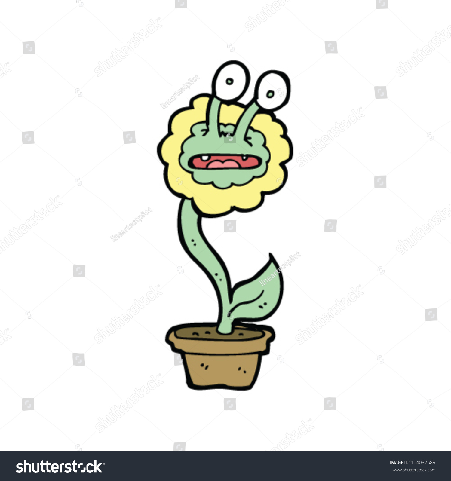 Cartoon Weird Alien Flower Stock Vector (Royalty Free) 104032589