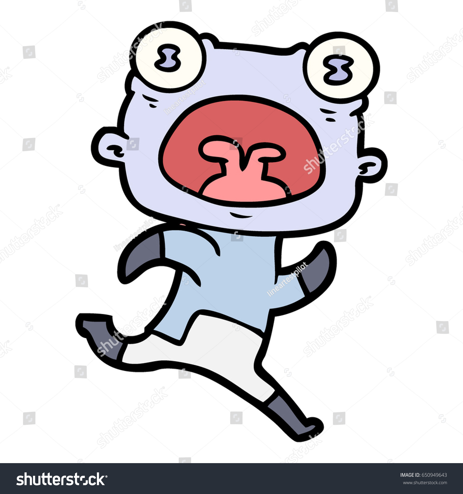 Cartoon Weird Alien Running Away Stock Vector (Royalty Free) 650949643