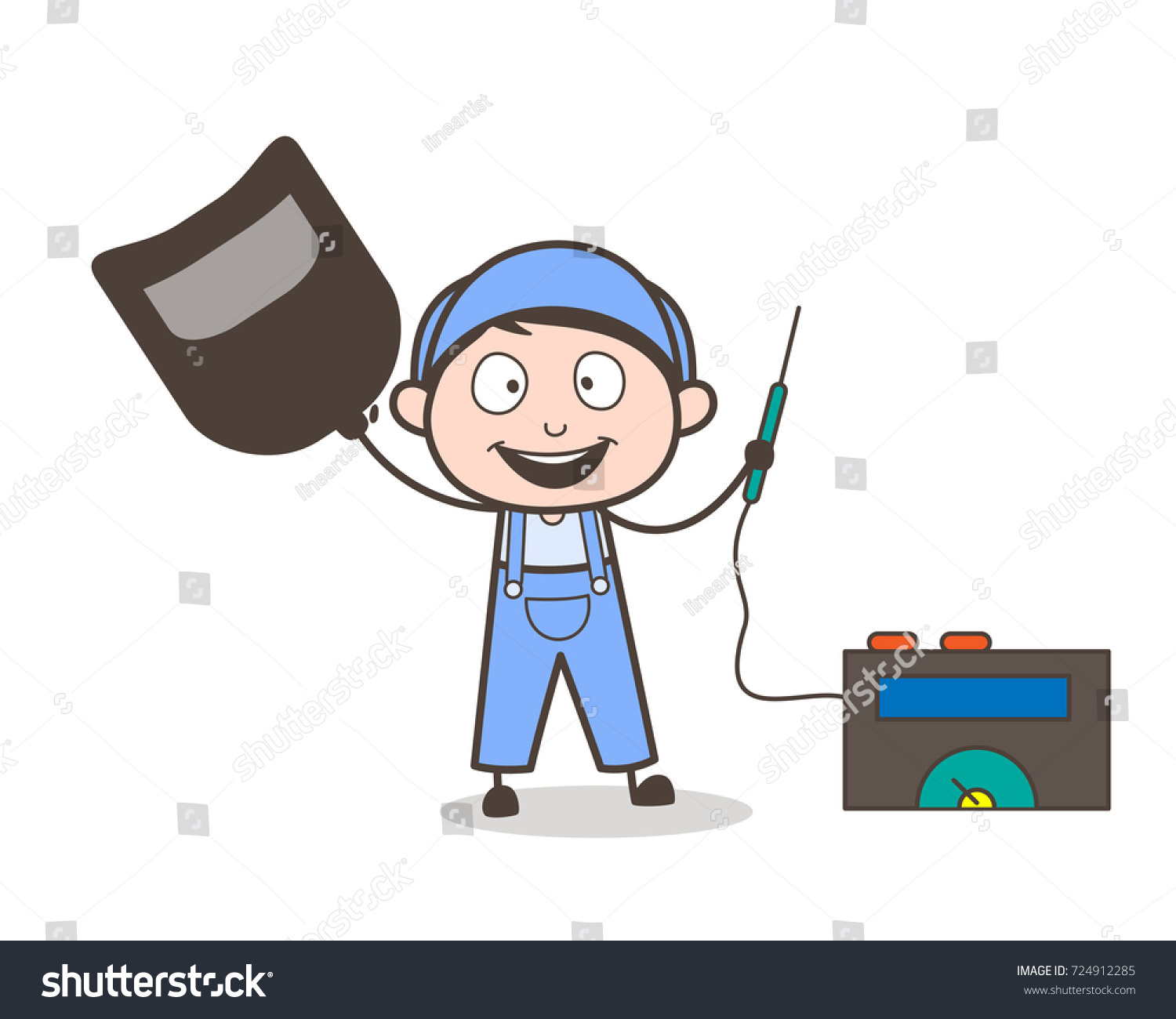 Cartoon Welder Welding Machine Vector Illustration Stock Vector ...