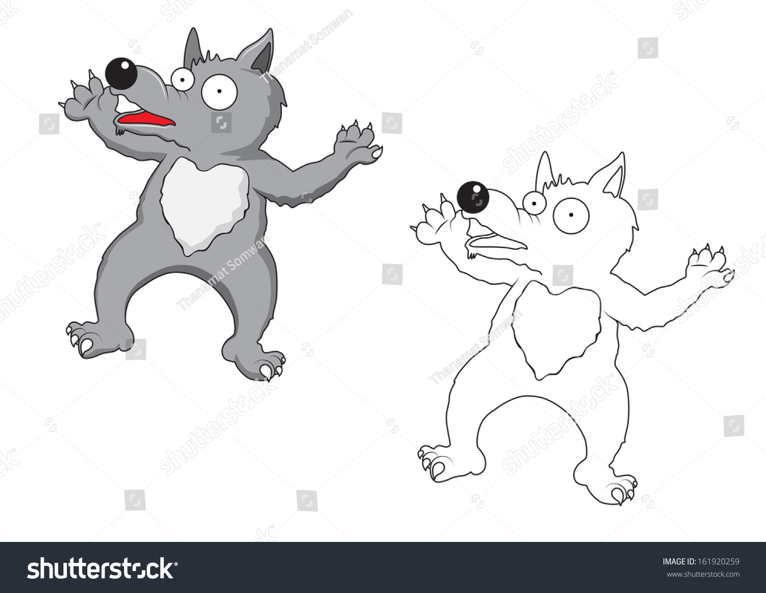 Cartoon Werewolf Vector Illustration No Effect: เวกเตอร์สต็อก (ปลอดค่า ...