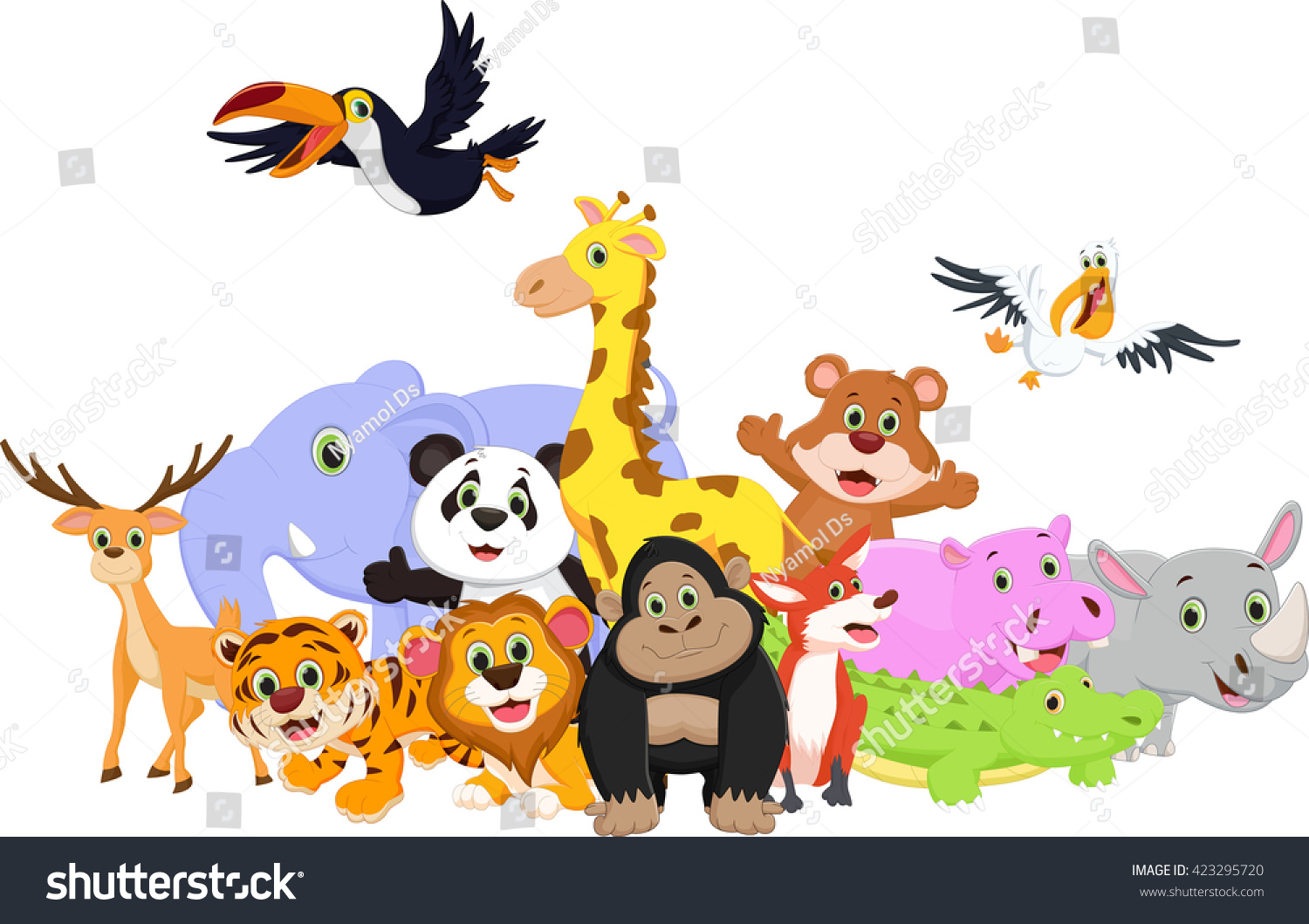 Cartoon Wild Animals Stock Vector (Royalty Free) 423295720