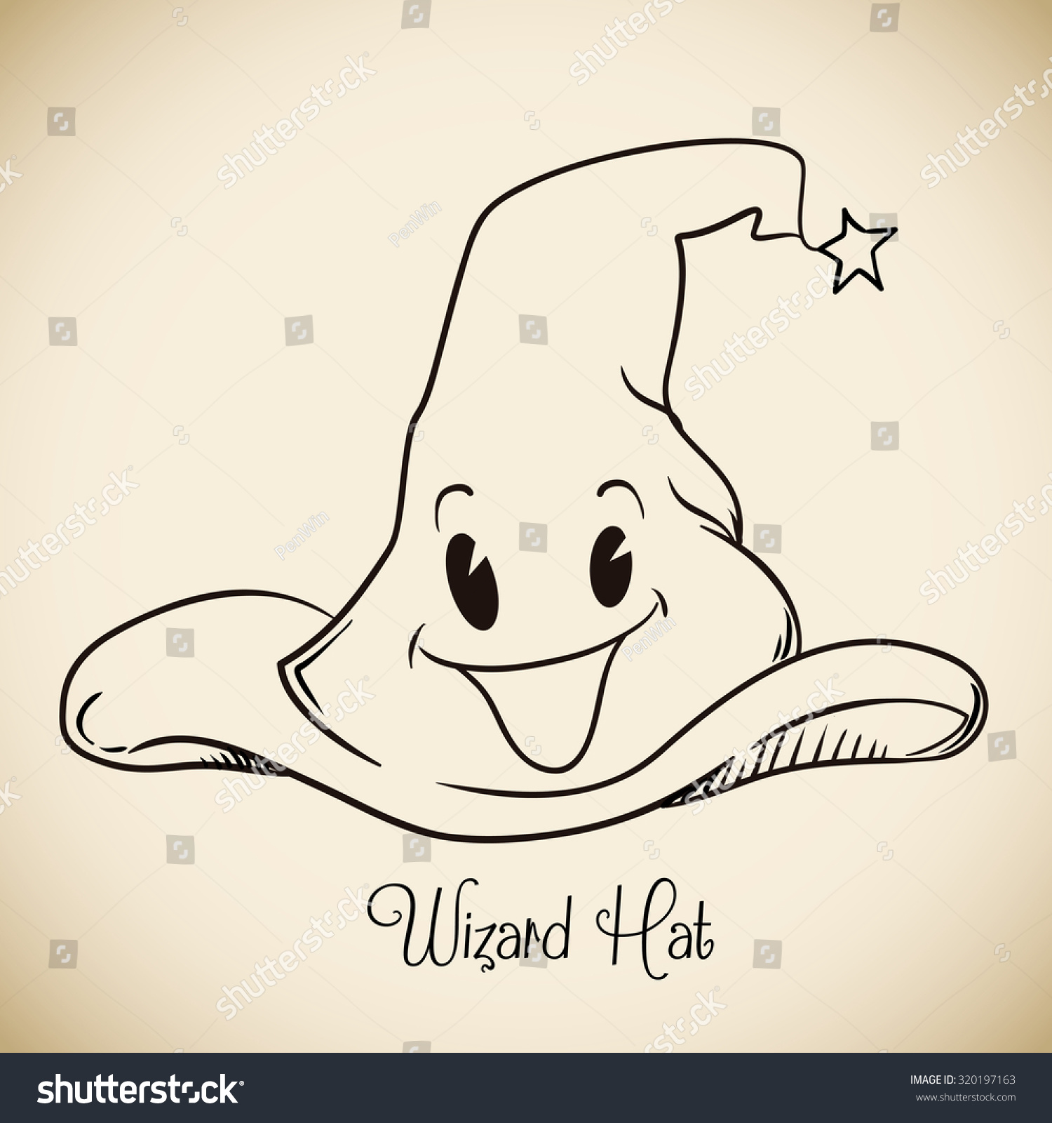 Cartoon Wizard Hat Inline Vector Illustration: vector de stock (libre ... Cartoon Wizard Hat Inline Vector Illustration: vector de stock (libre ...
