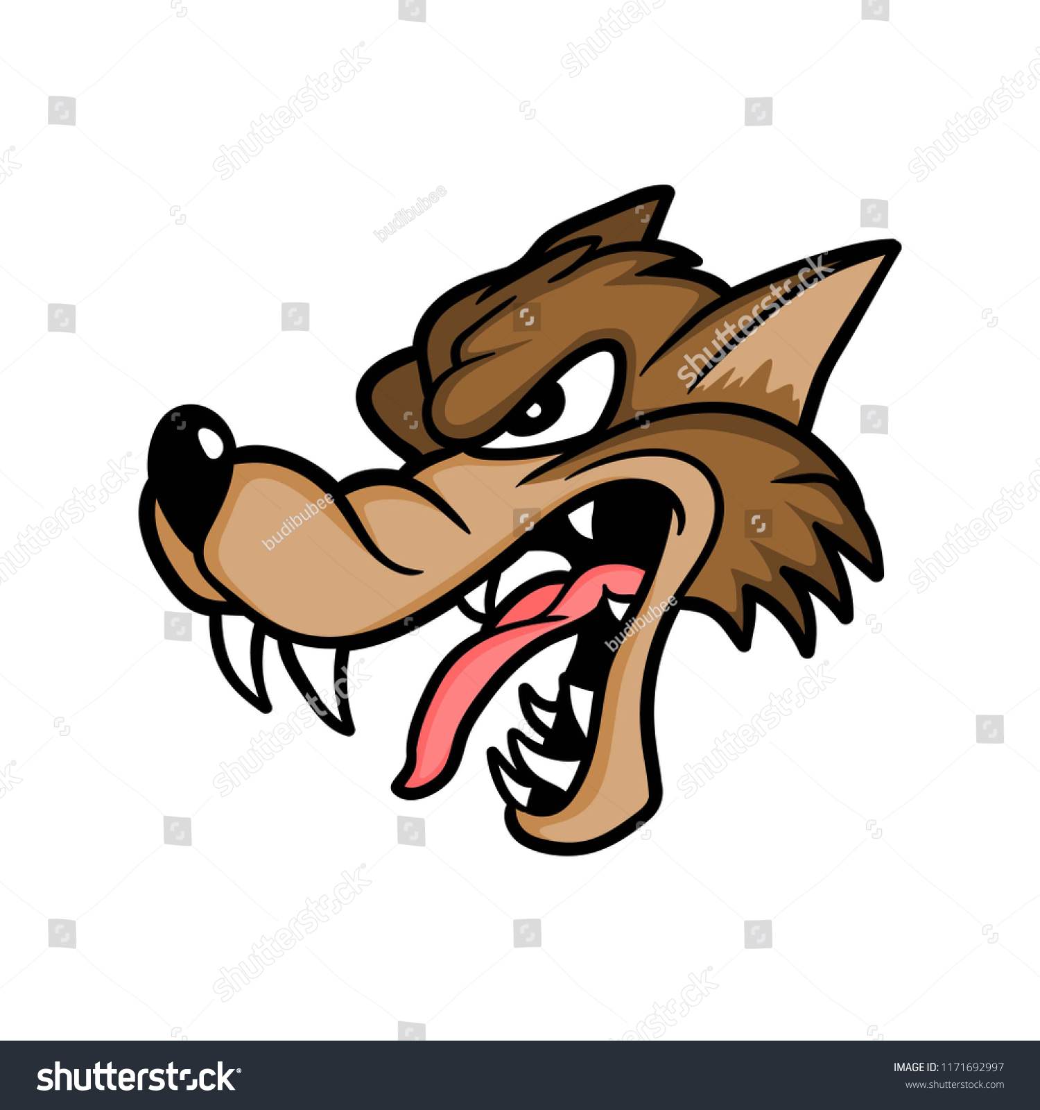 Cartoon Wolf Head Stock Vector (Royalty Free) 1171692997