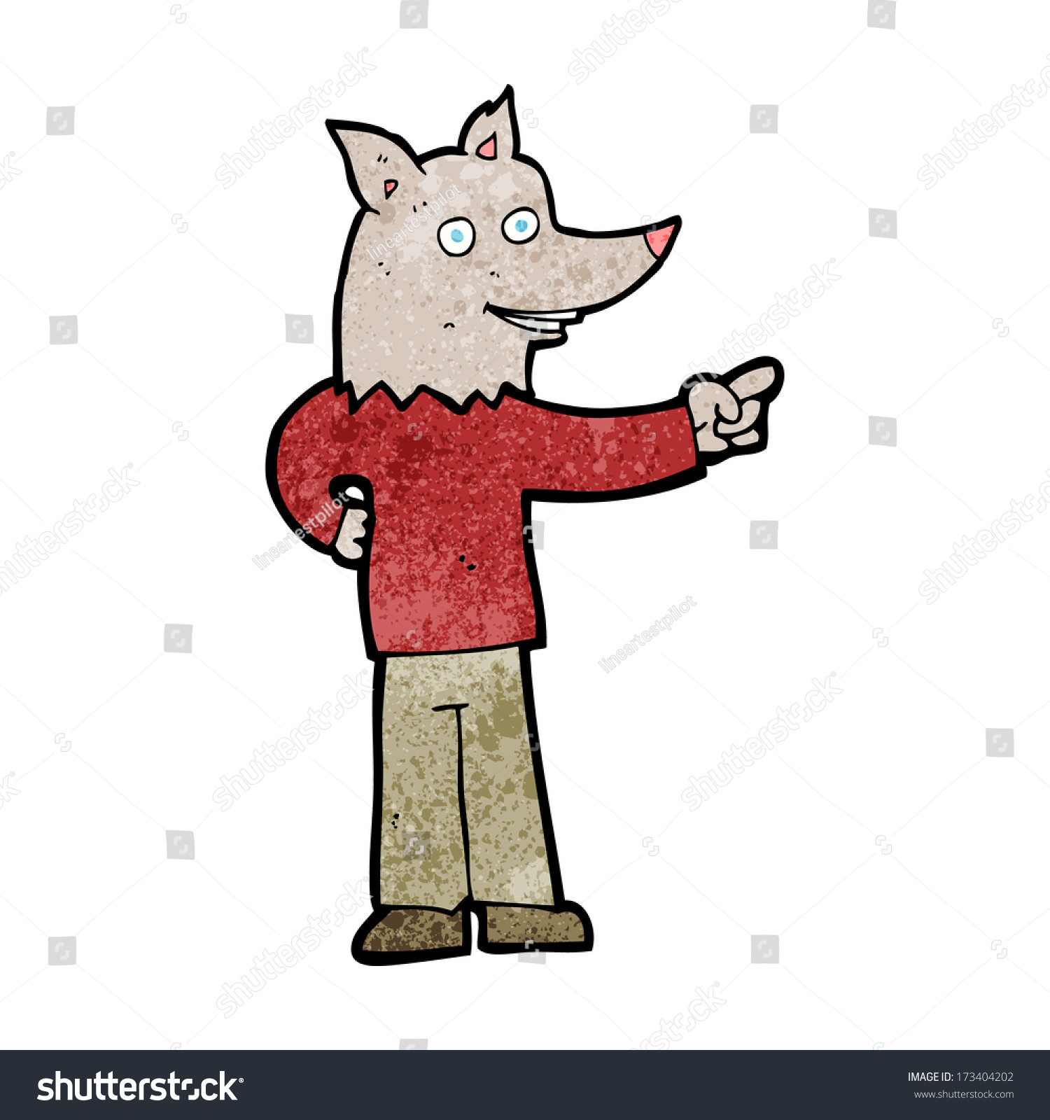 Cartoon Wolf Man Pointing Stock Vector (Royalty Free) 173404202 ...