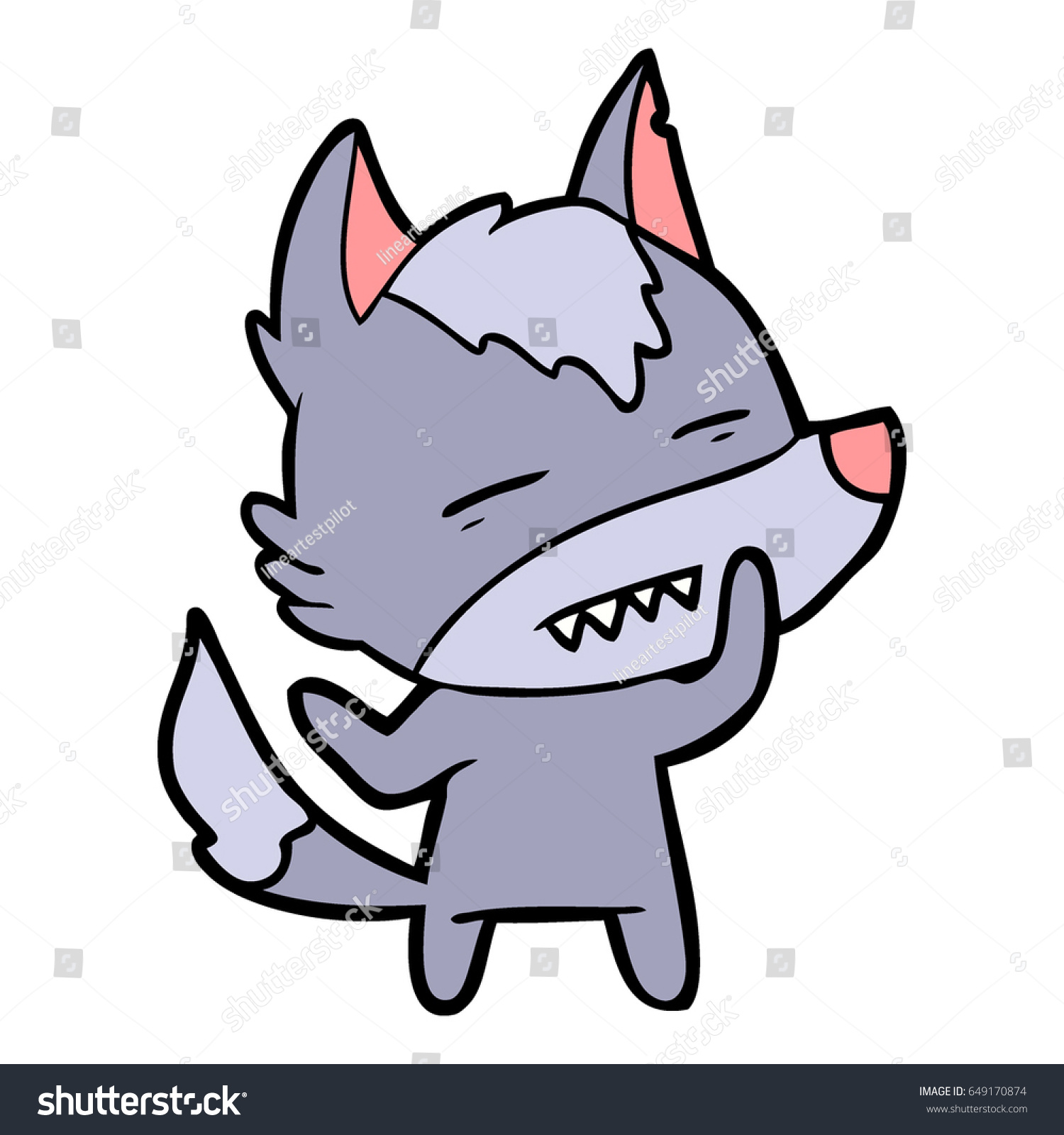Cartoon Wolf Showing Teeth Stock Vector (Royalty Free) 649170874 ...