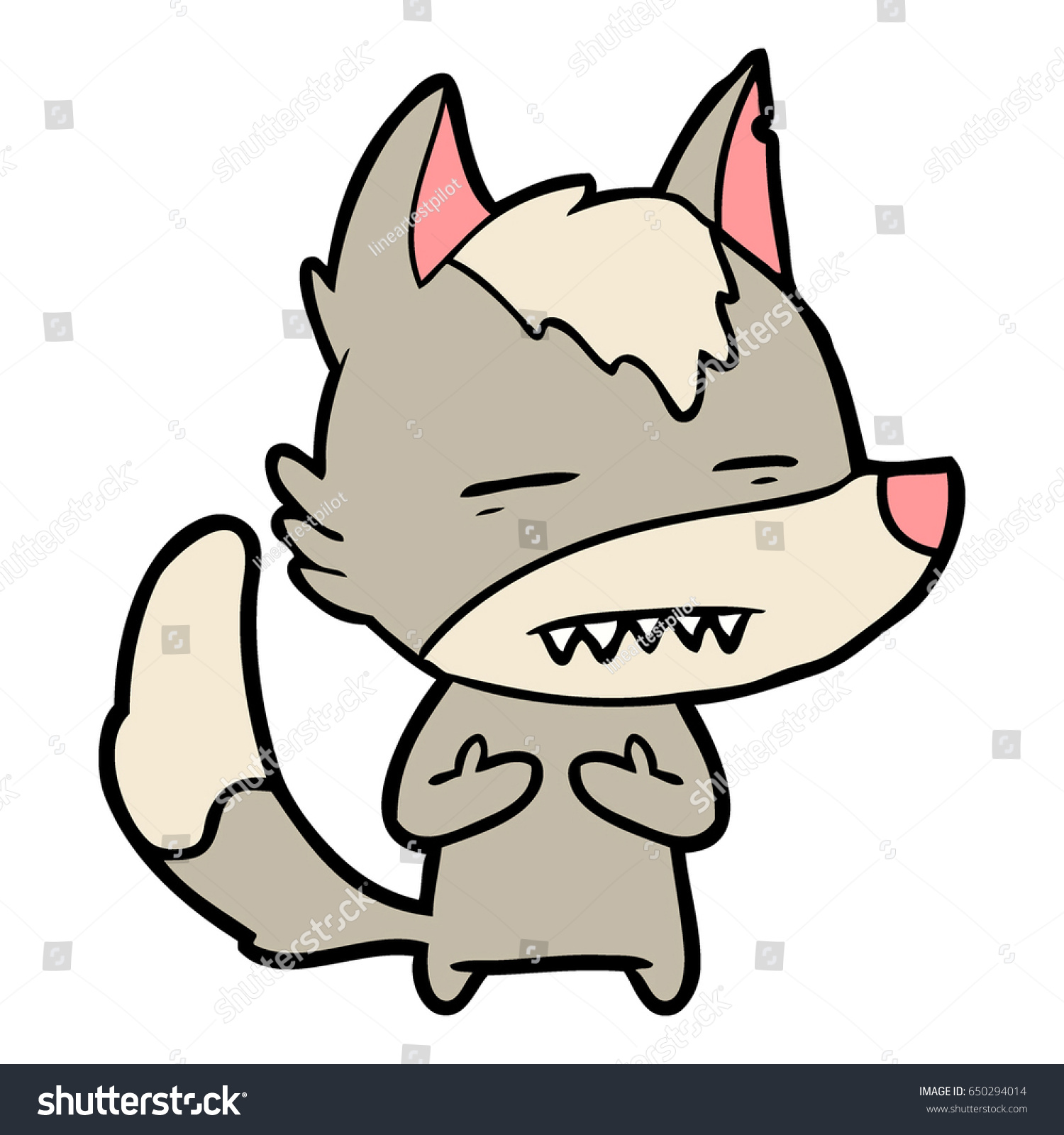 Cartoon Wolf Showing Teeth Stock Vector (Royalty Free) 650294014 ...