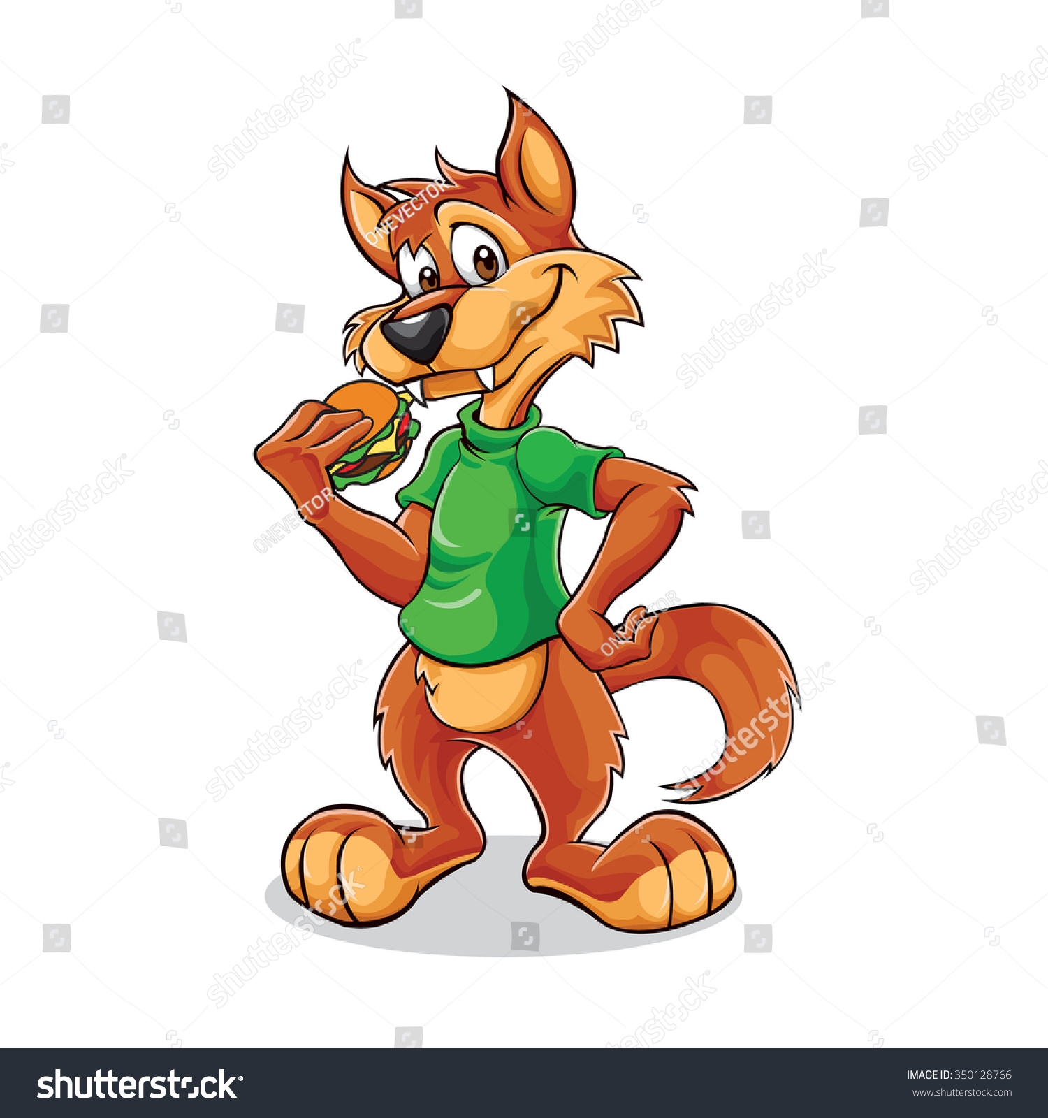 Cartoon Wolf Burger Stock Vector (Royalty Free) 350128766