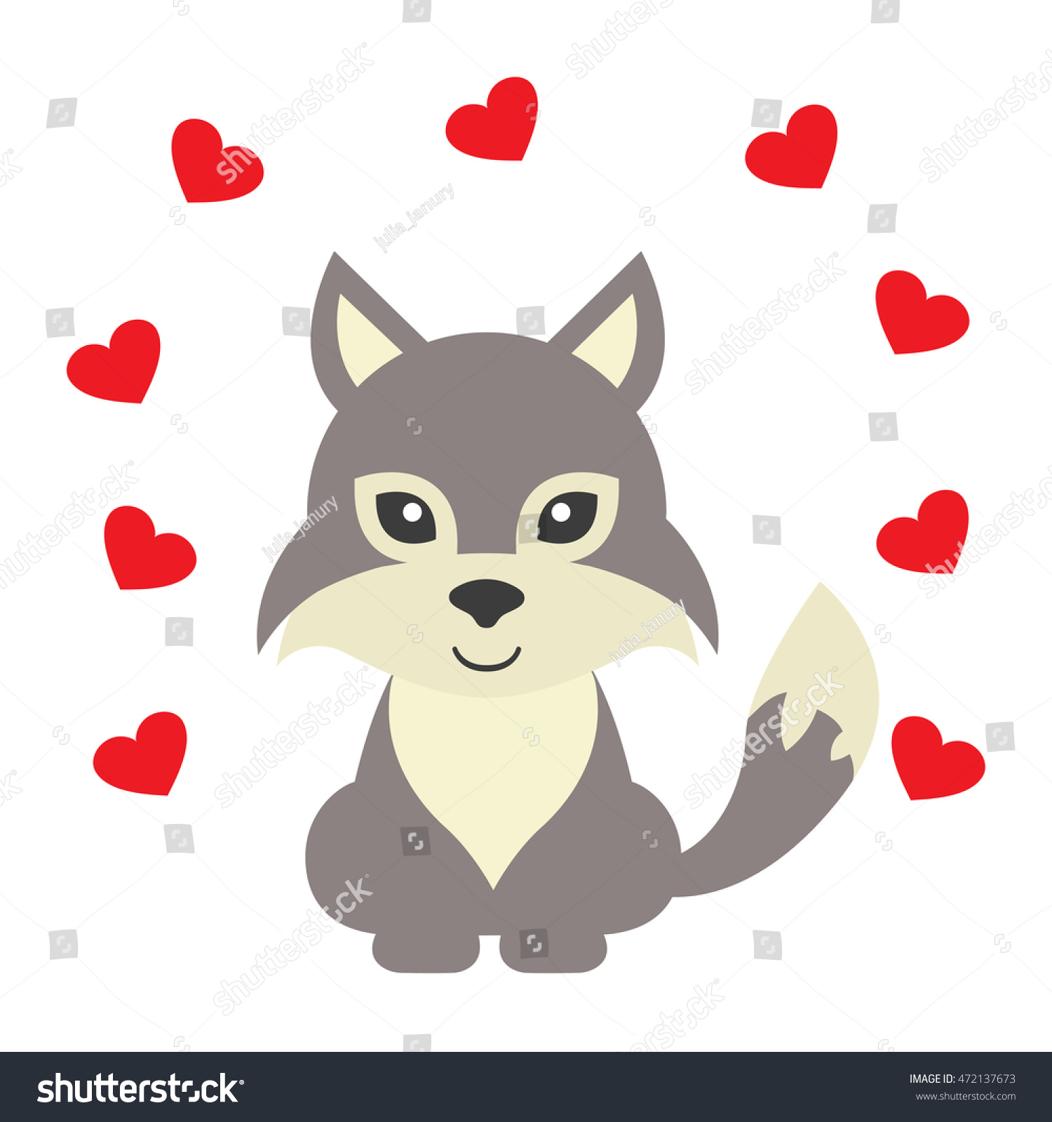 Cartoon Wolf Heart Stock Vector (Royalty Free) 472137673