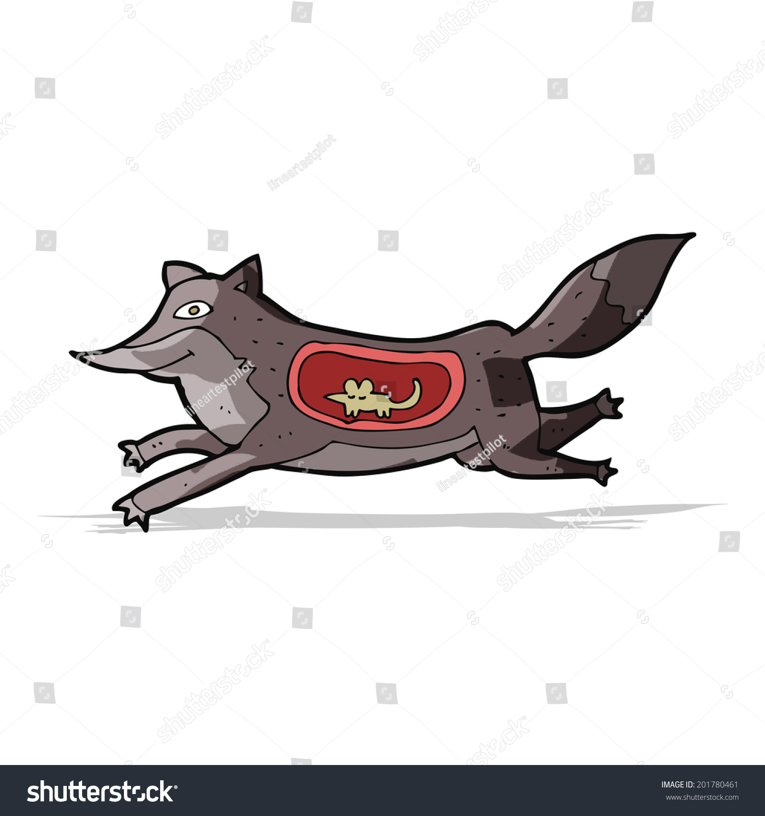 lobo de dibujos animados con ratón: vector de stock (libre de regalías ...
