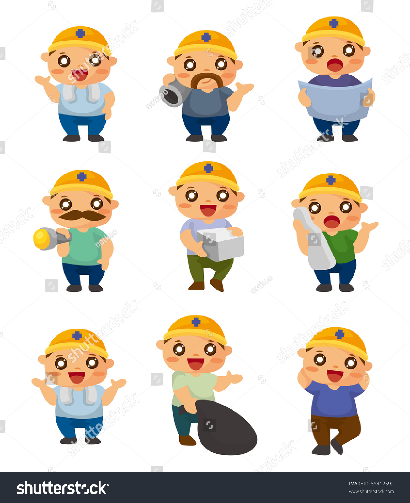 Cartoon Worker Icon Stock Vector (Royalty Free) 88412599