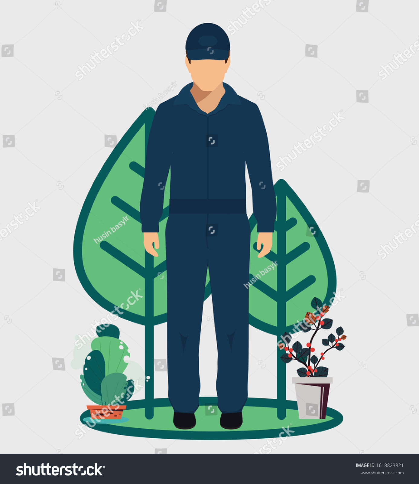 Cartoon Workshop Worker Isolated On Background Stock Vector (Royalty ...