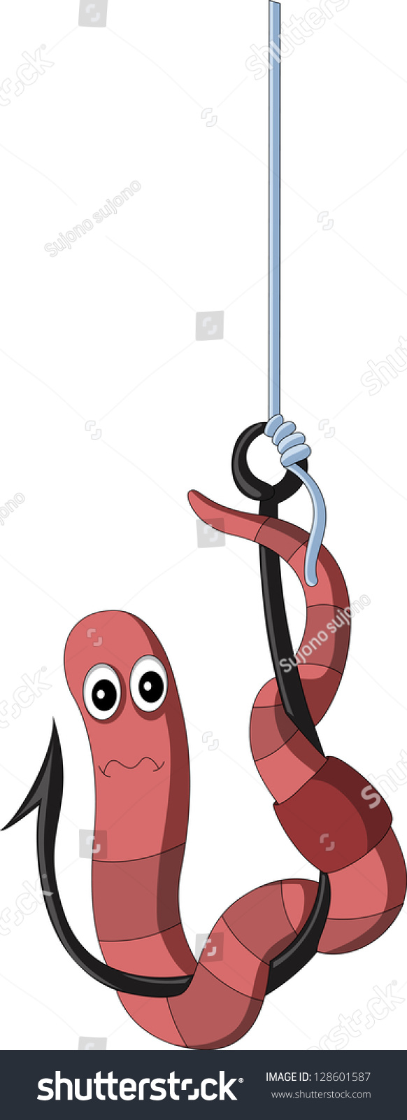 Cartoon Worm On Hook Stock Vector (Royalty Free) 128601587