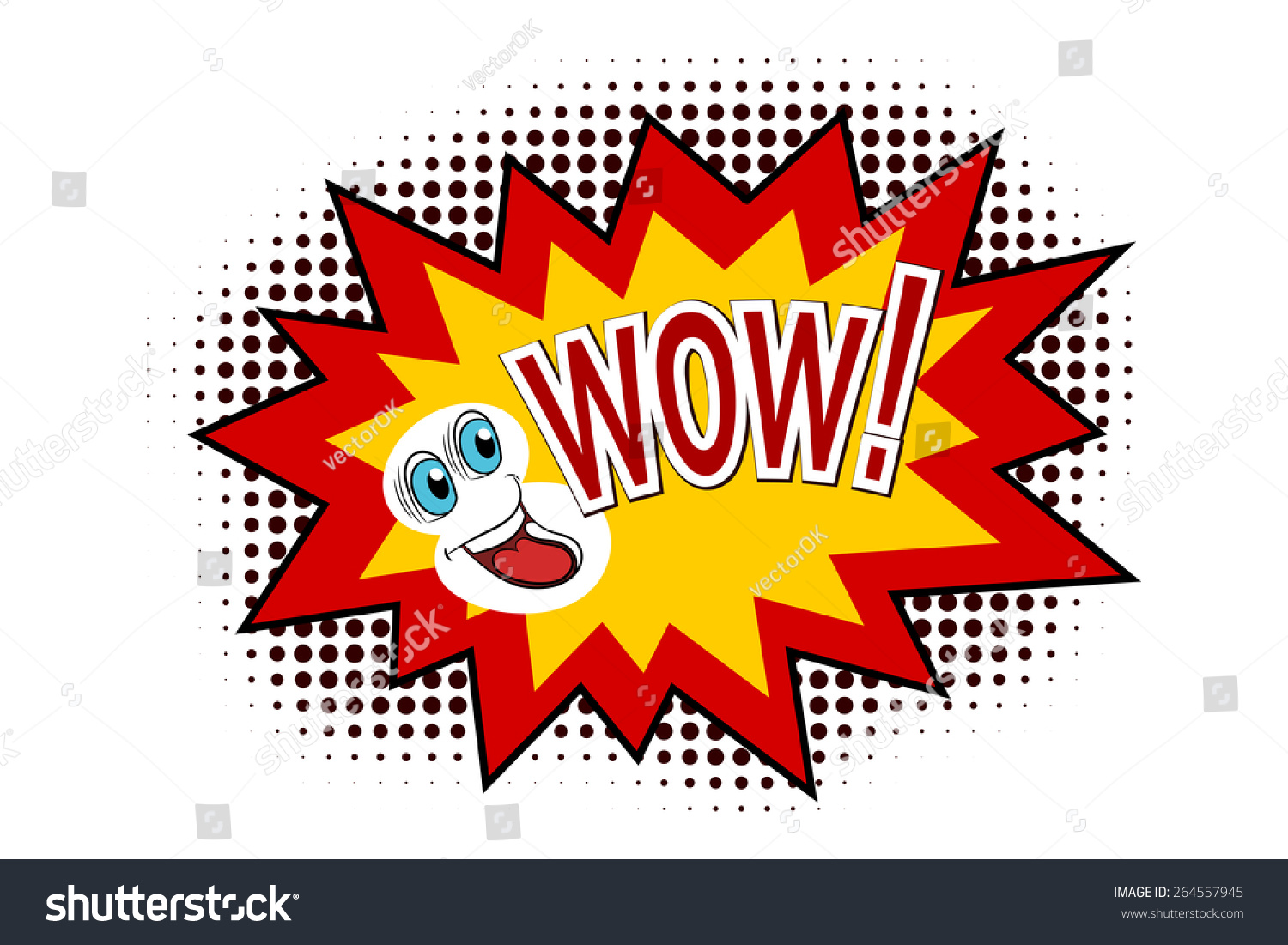 Cartoon Wow Vector Illustration Stock Vector (Royalty Free) 264557945