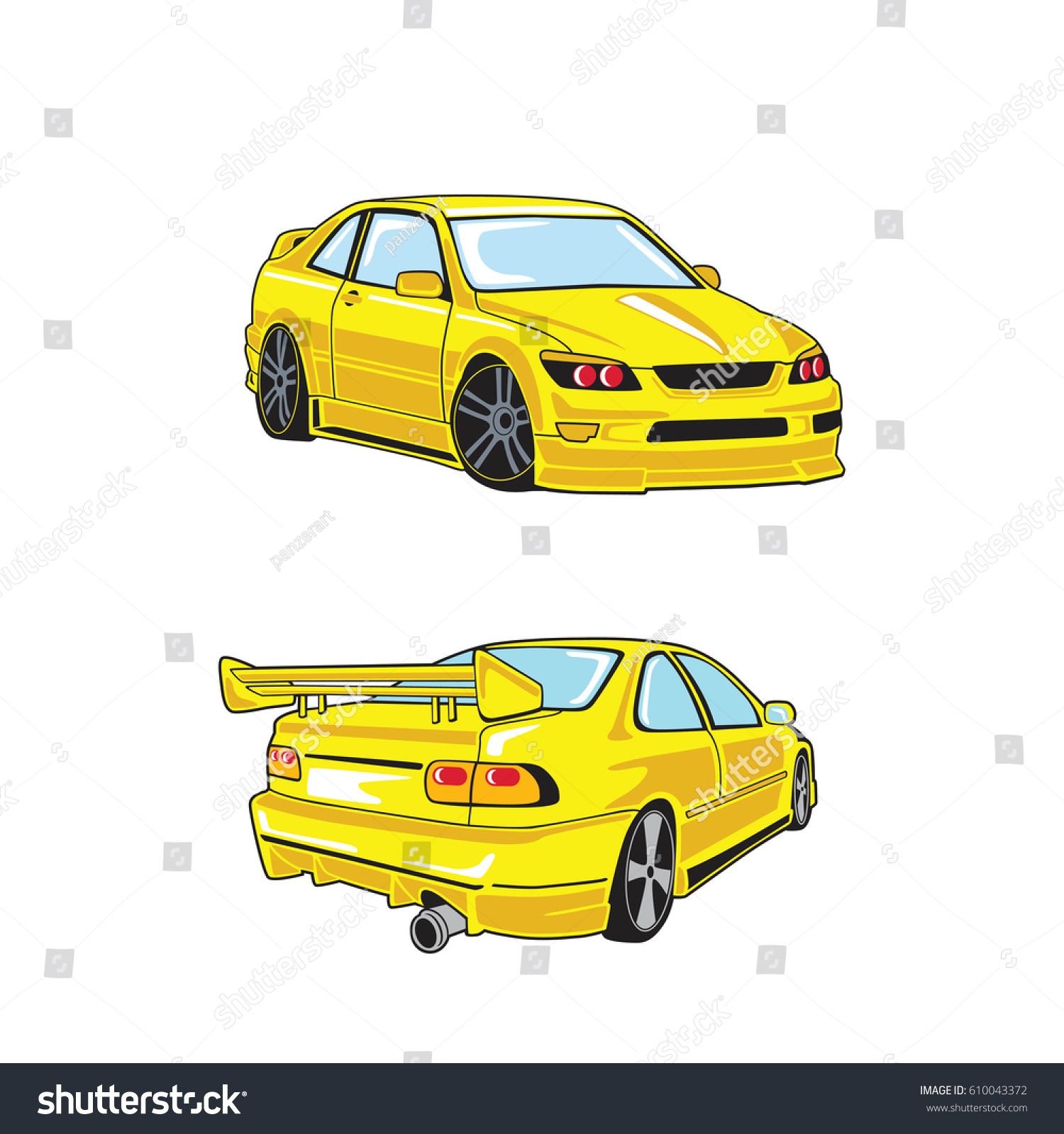 Cartoon Yellow Car Vector Stock Vector (Royalty Free) 610043372 ...