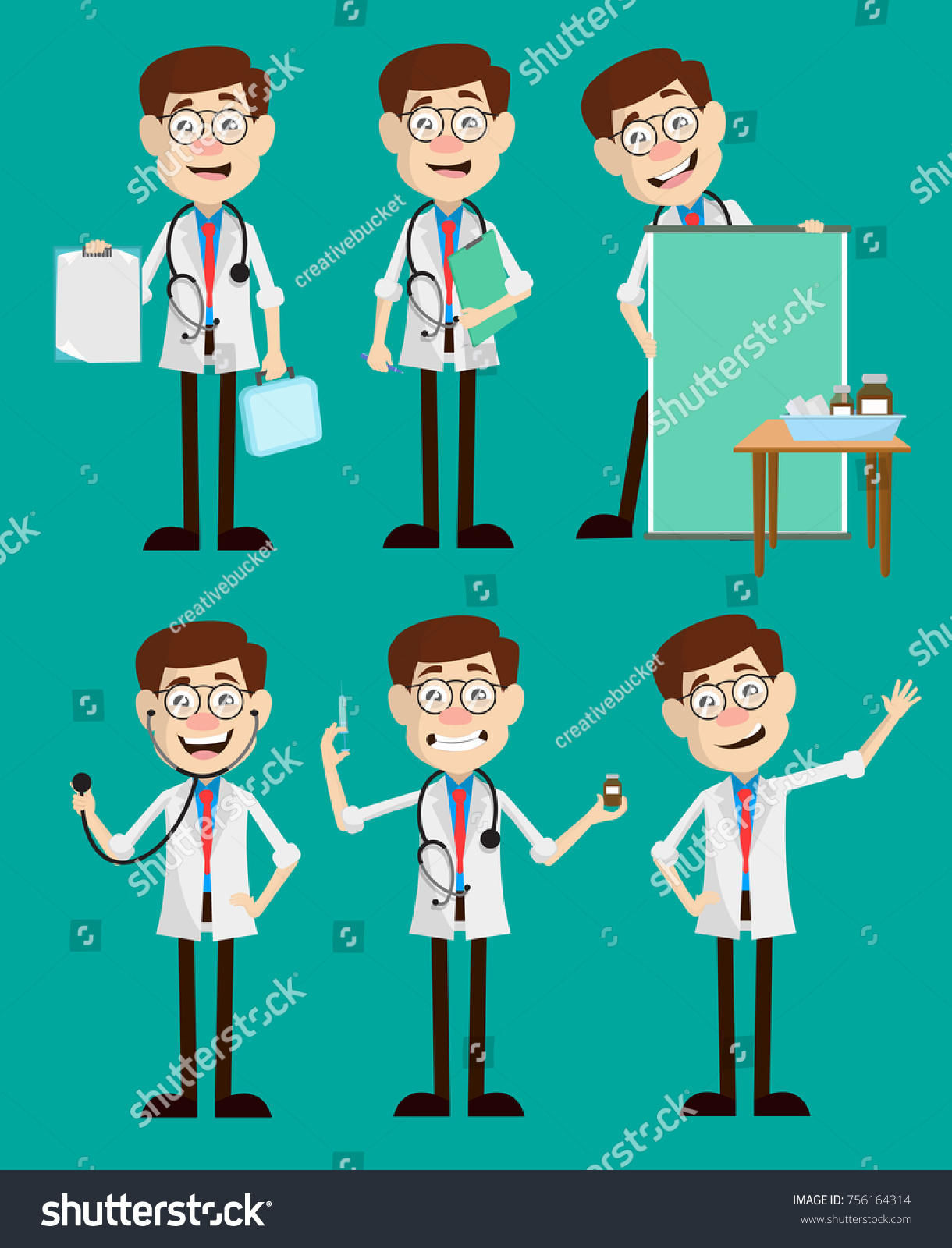 Cartoon Young Doctors Many Concepts Vector: เวกเตอร์สต็อก (ปลอดค่า ...