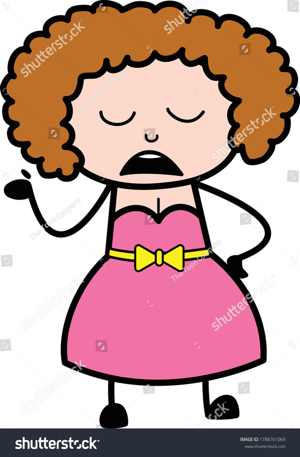 Cartoon Young Lady Pensive Vector Illustration Stock Vector (Royalty ...