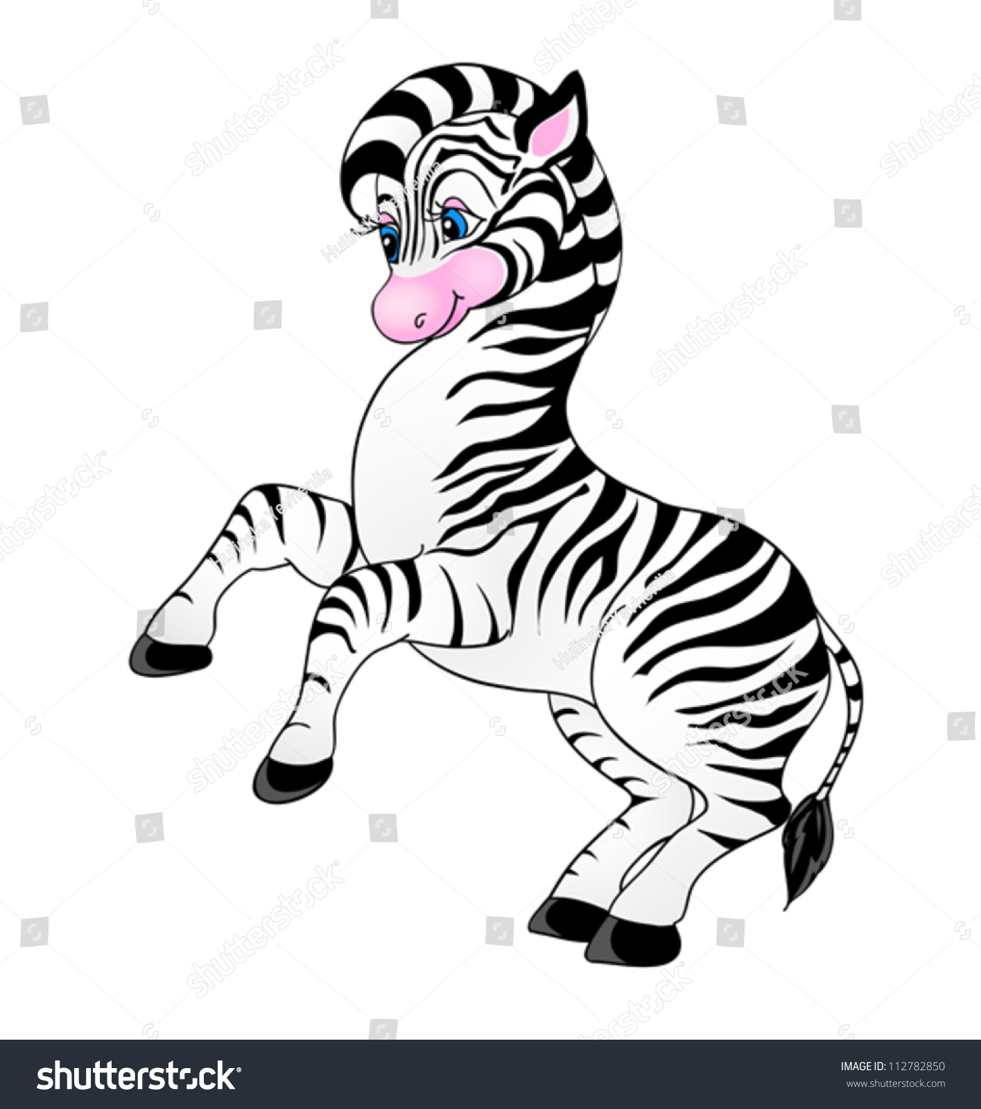 Cartoon Zebra Isolation On White Background Stock Vector (Royalty Free ...