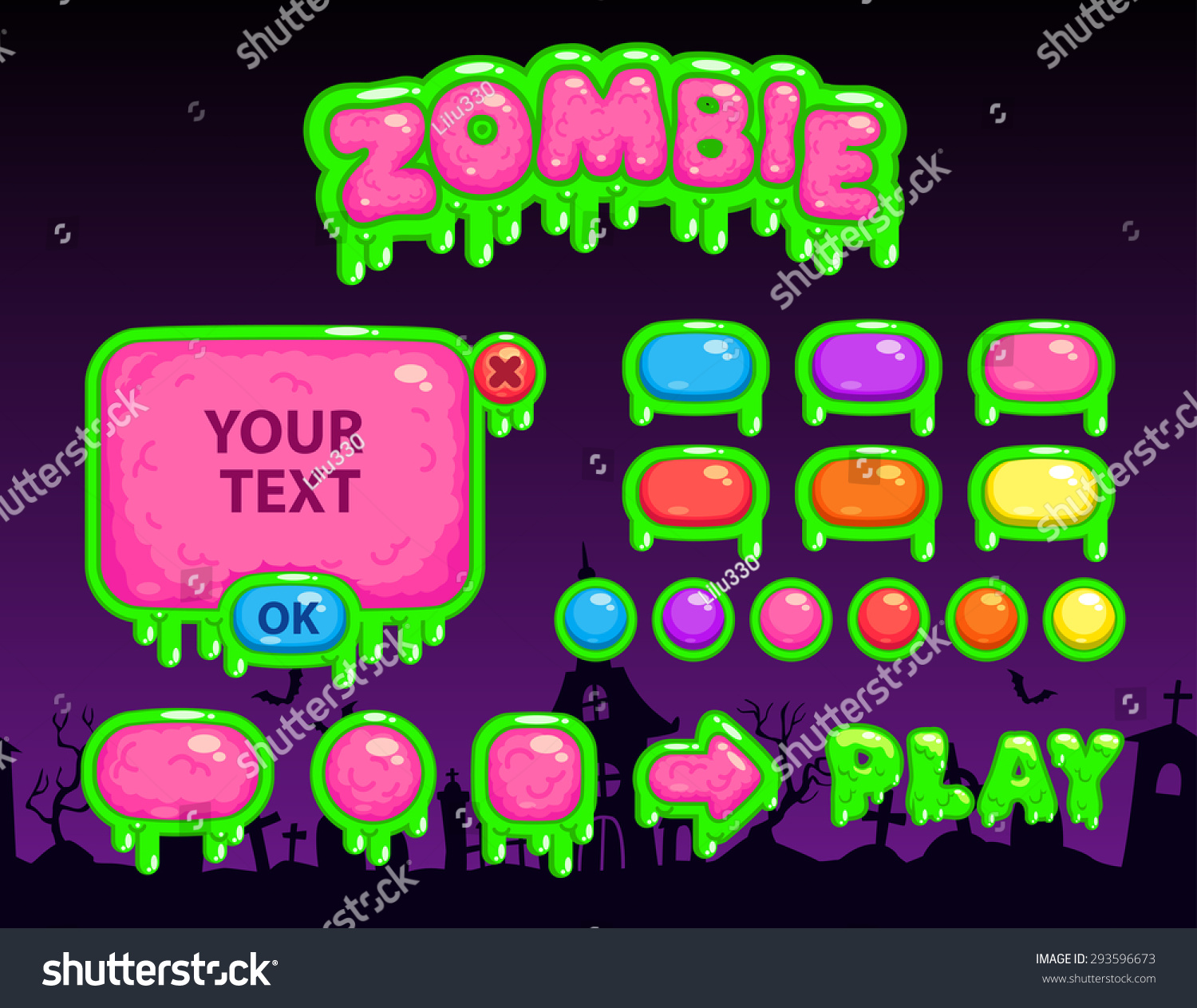 Cartoon Zombie User Interface Vector Game Stock Vector (Royalty Free ...