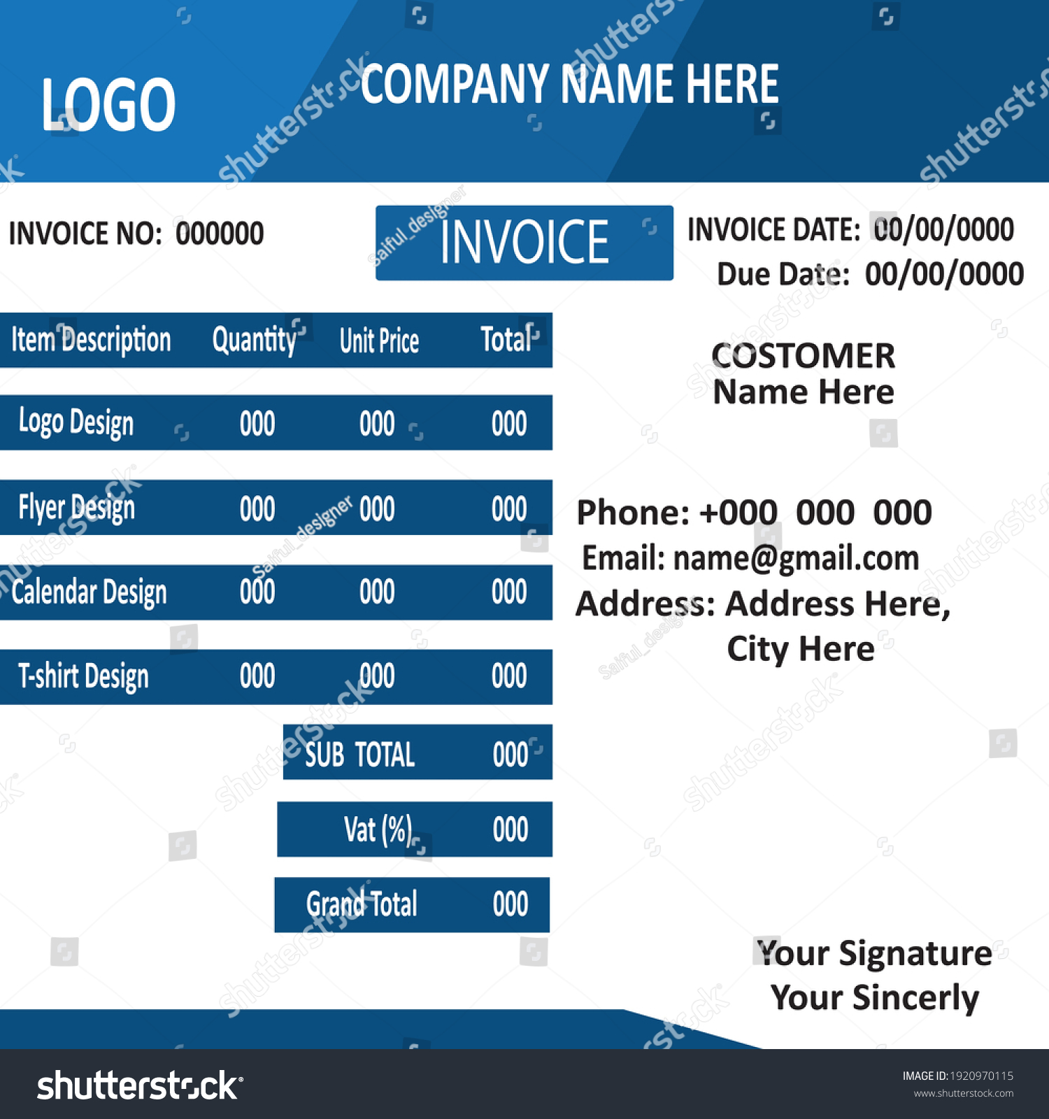 Cash Memo Design Template Vector Stock Vector (Royalty Free) 1920970115 ...
