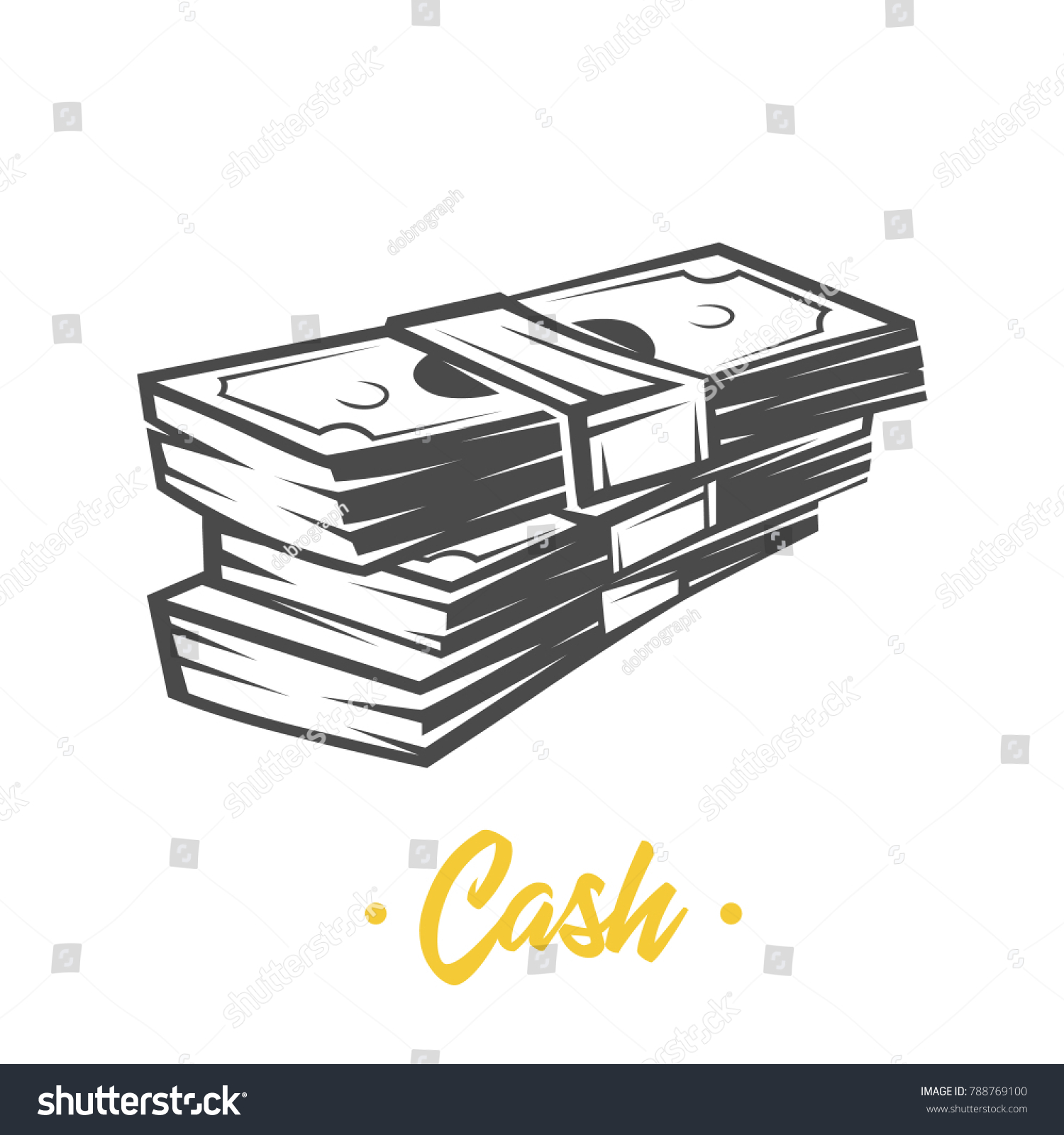 Vektor Stok Cash Money Black White Vector Objects (Tanpa Royalti ...