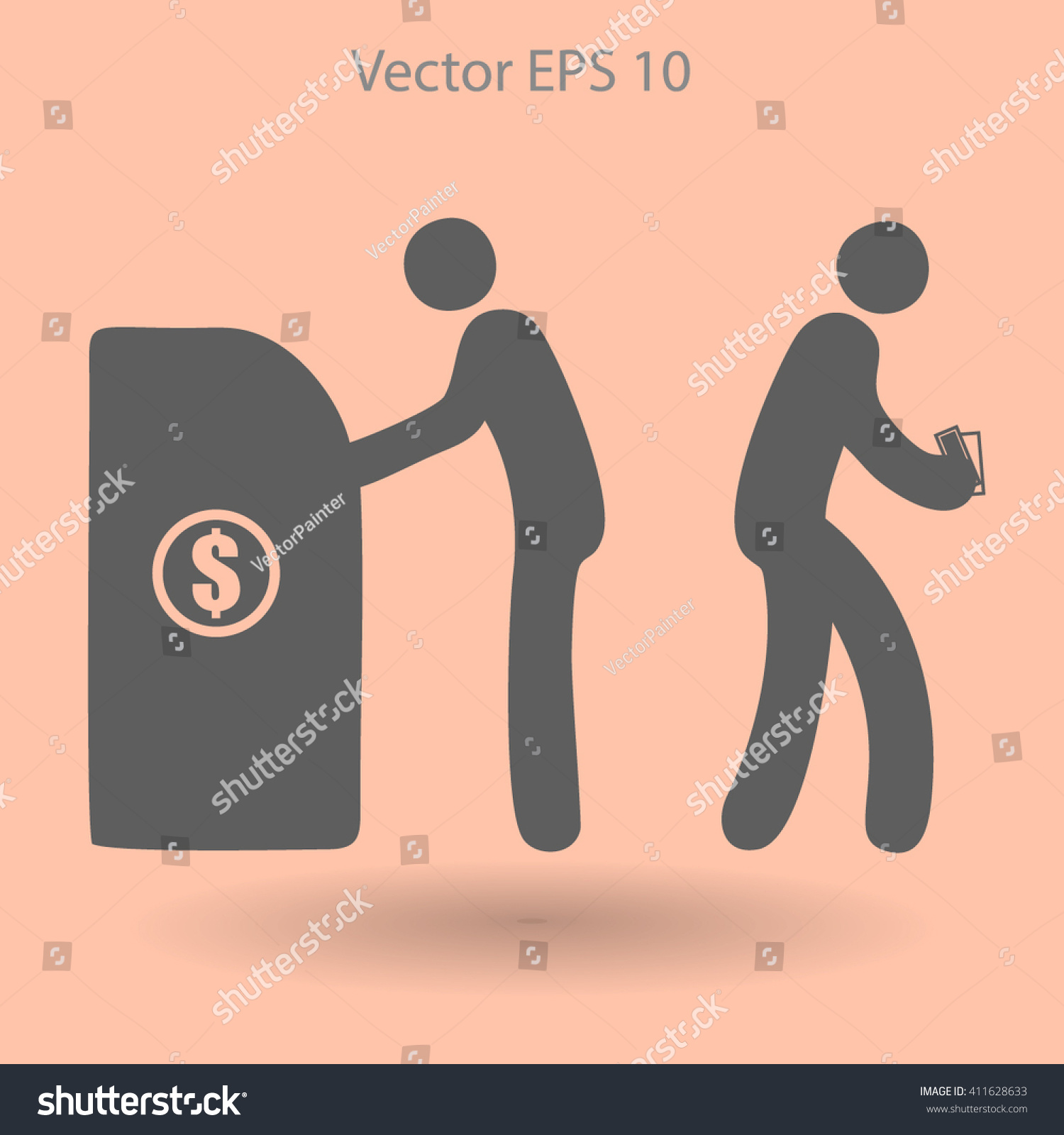 Cash Withdrawal Vector Illustration Stock Vector (Royalty Free ...