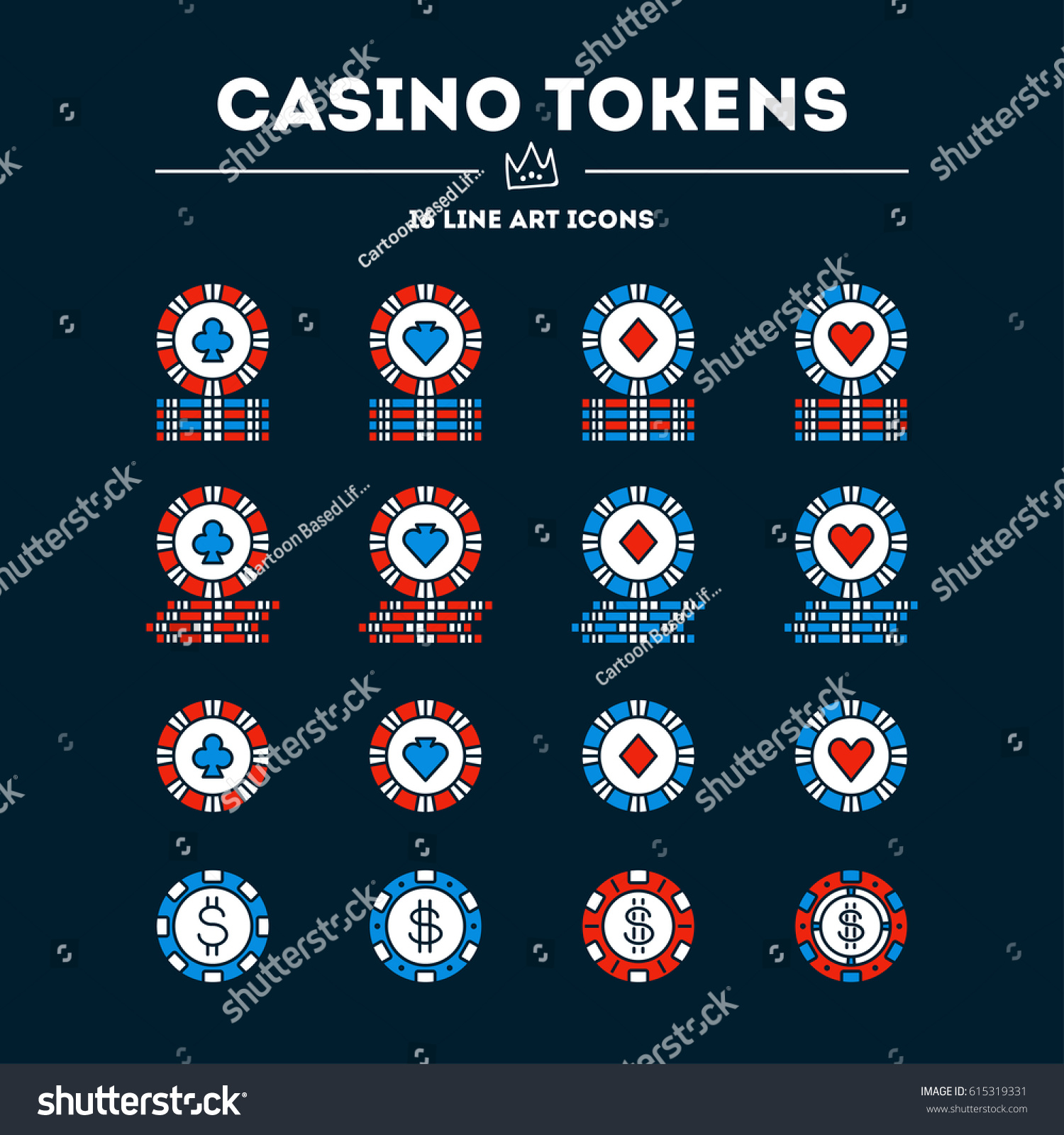 Casino Tokens Vector Icon Logo Set Stock Vector (Royalty Free) 615319331