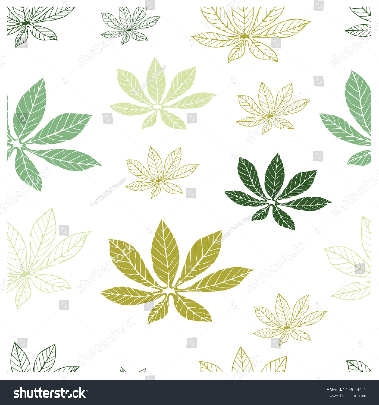 Cassava Leaves Seamless Pattern Vector Background Stock Vector (Royalty ...