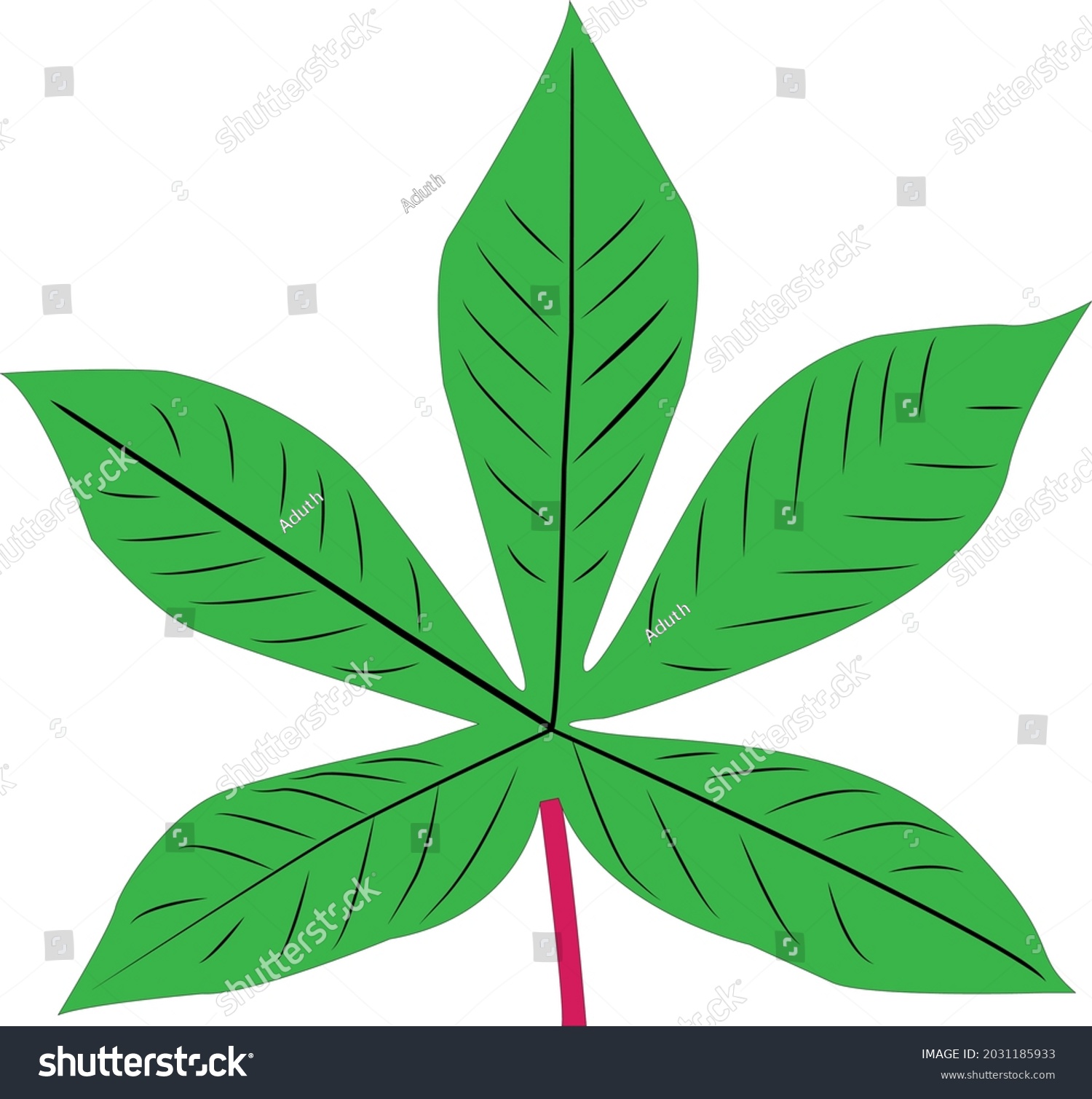 Cassava Leaves Vector Simply Flat Design Stock Vector (Royalty Free ...