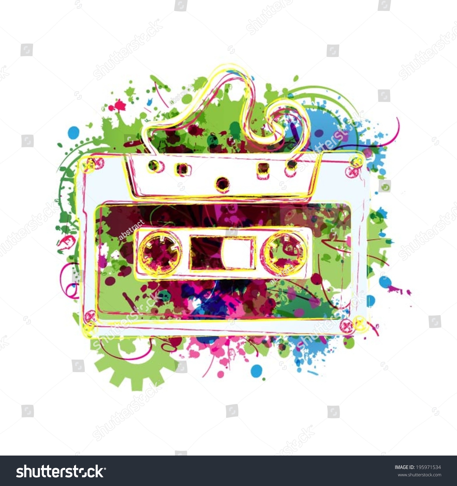 Cassette Tape Background Stock Vector (Royalty Free) 195971534