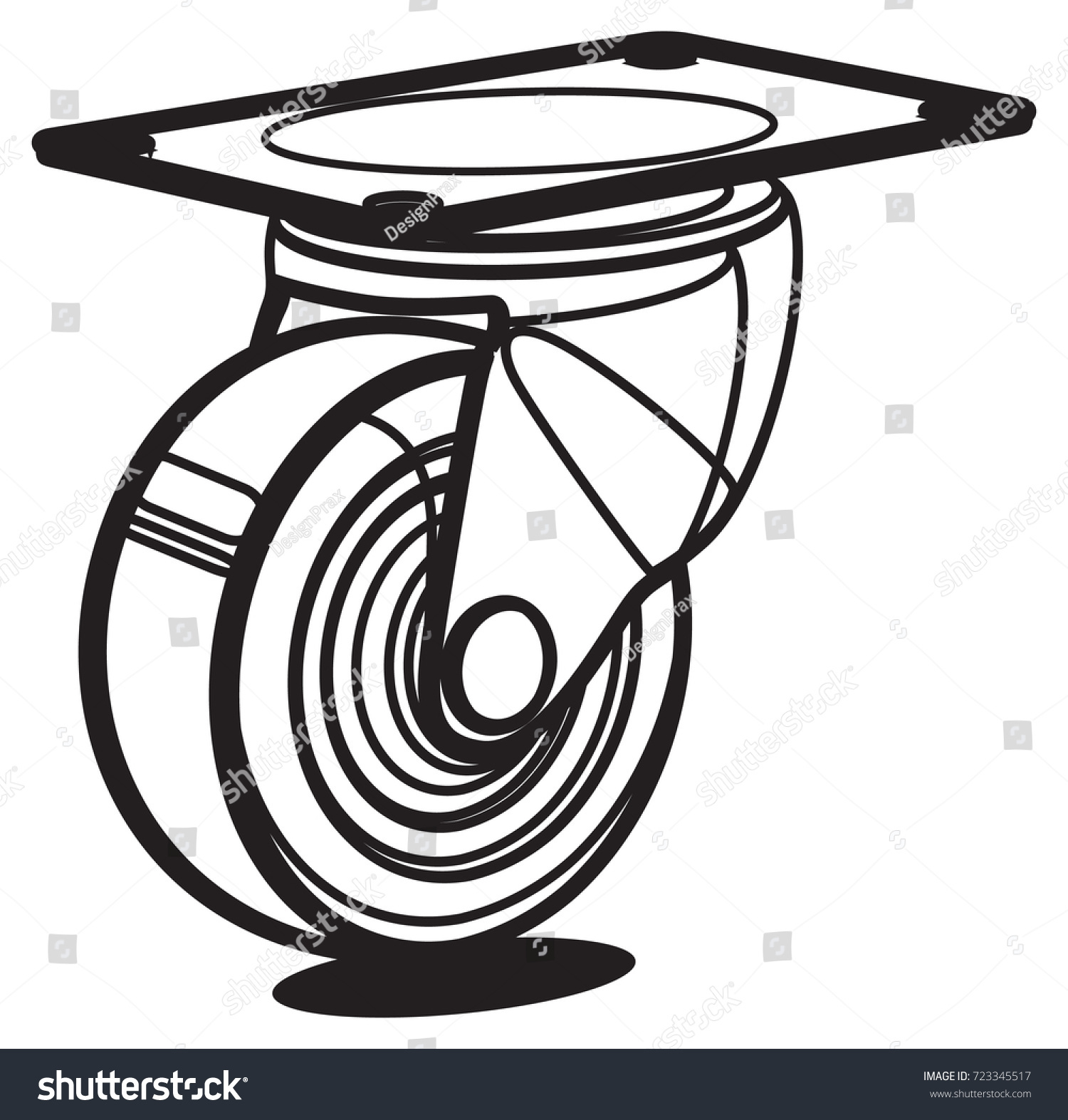 Caster Wheel Illustration Stock Vector (Royalty Free) 723345517
