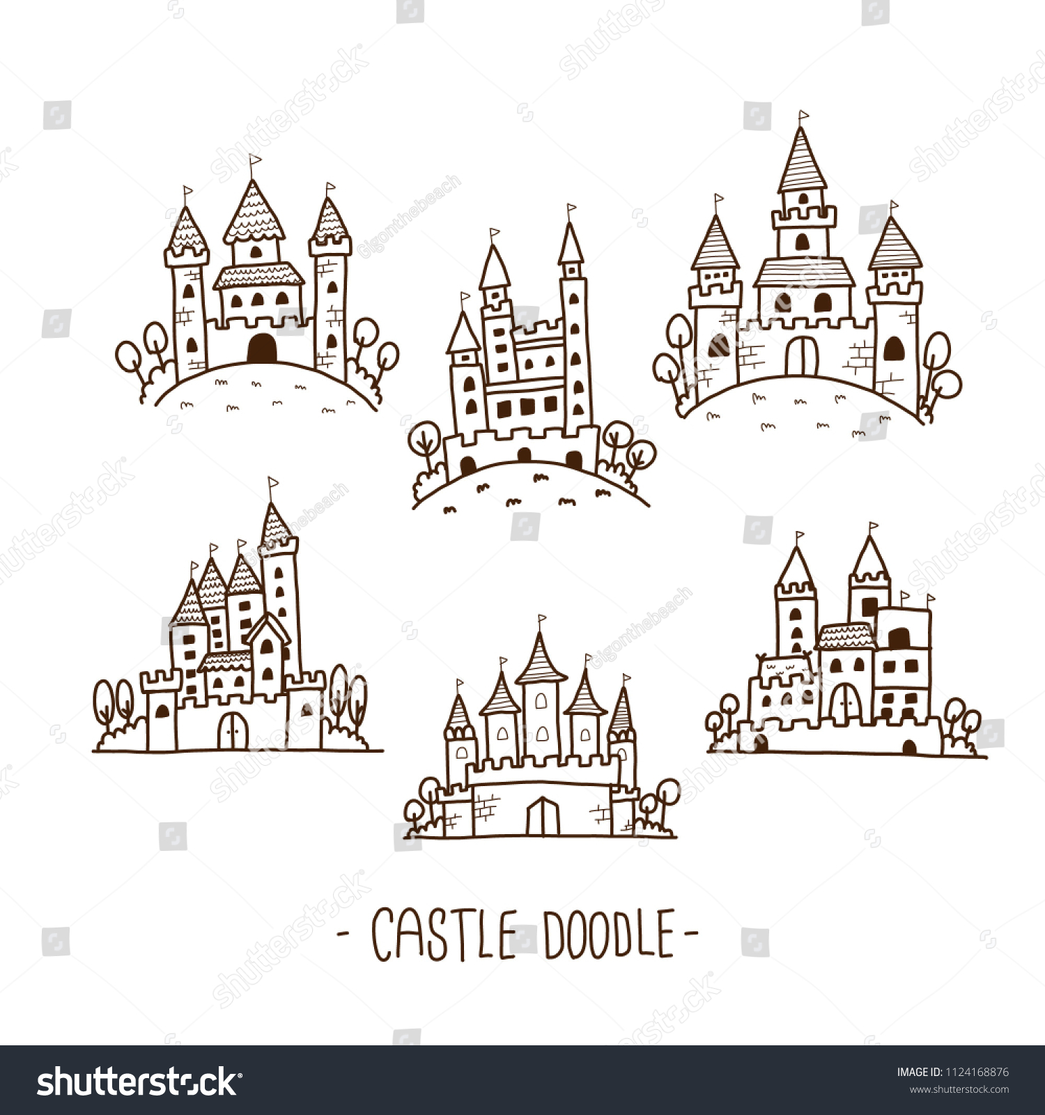 Castle Doodle Hand Drawn Concept Vector Stock Vector (Royalty Free ...