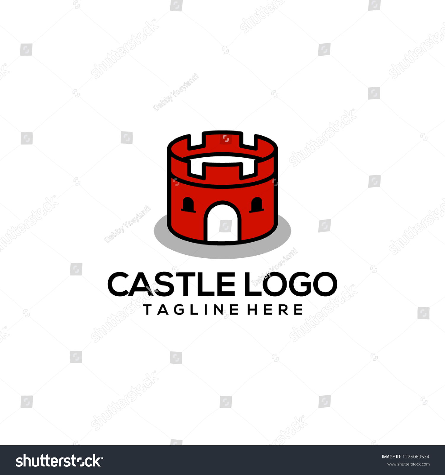 Castle Logo Design Stock Vector (Royalty Free) 1225069534