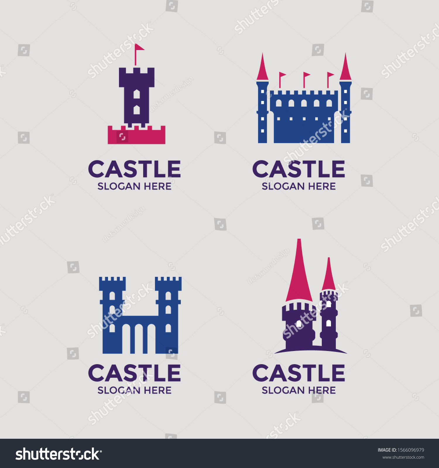 Castle Logo Emblem Set: vector de stock (libre de regalías) 1566096979 ...