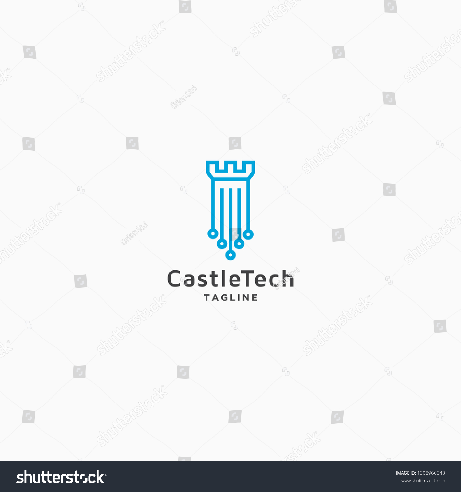 Castle Tech Logo Design Concept Modern: vector de stock (libre de ...