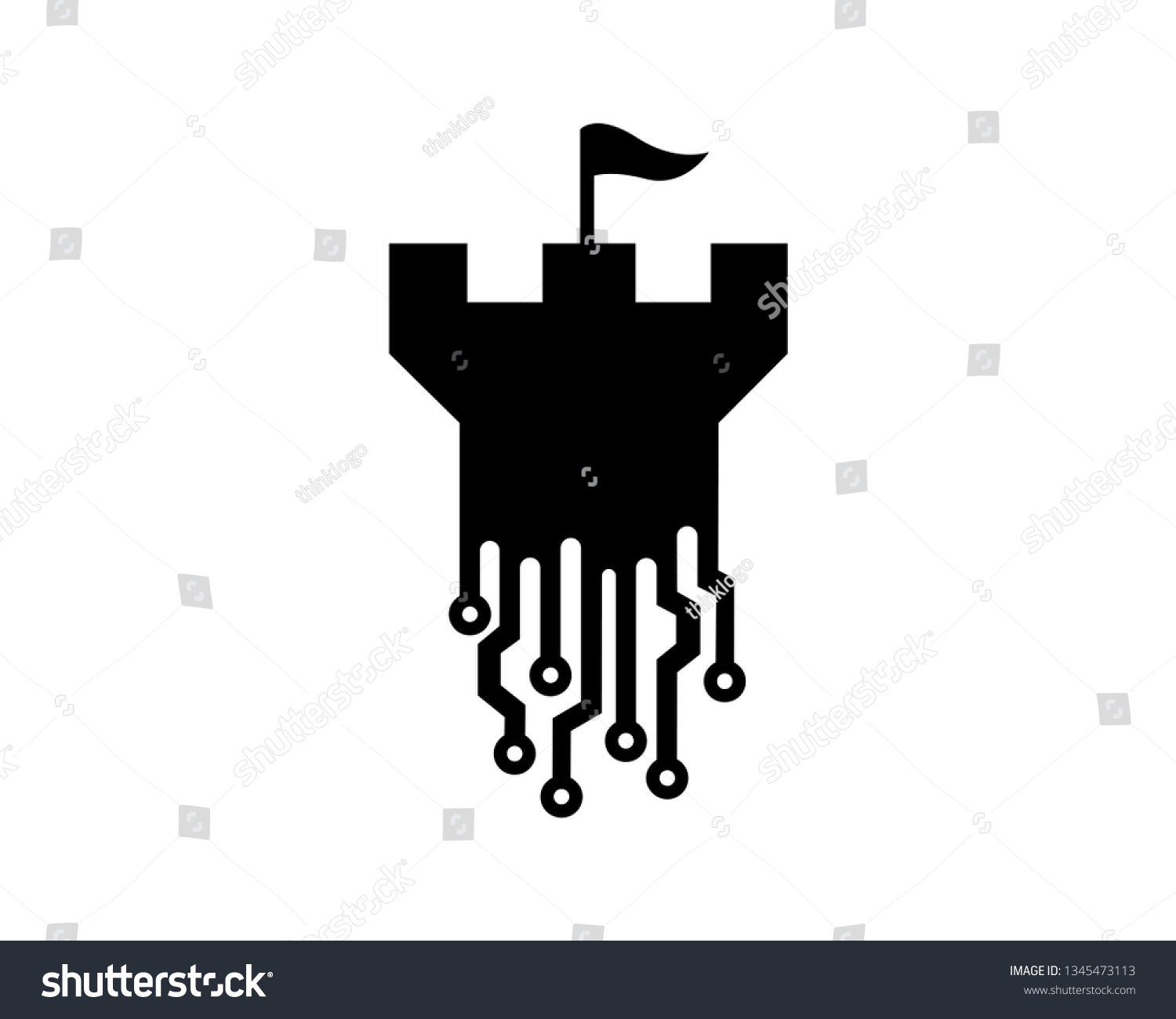 Castle Technology Logo Template Icon Symbol Stock Vector (Royalty Free ...