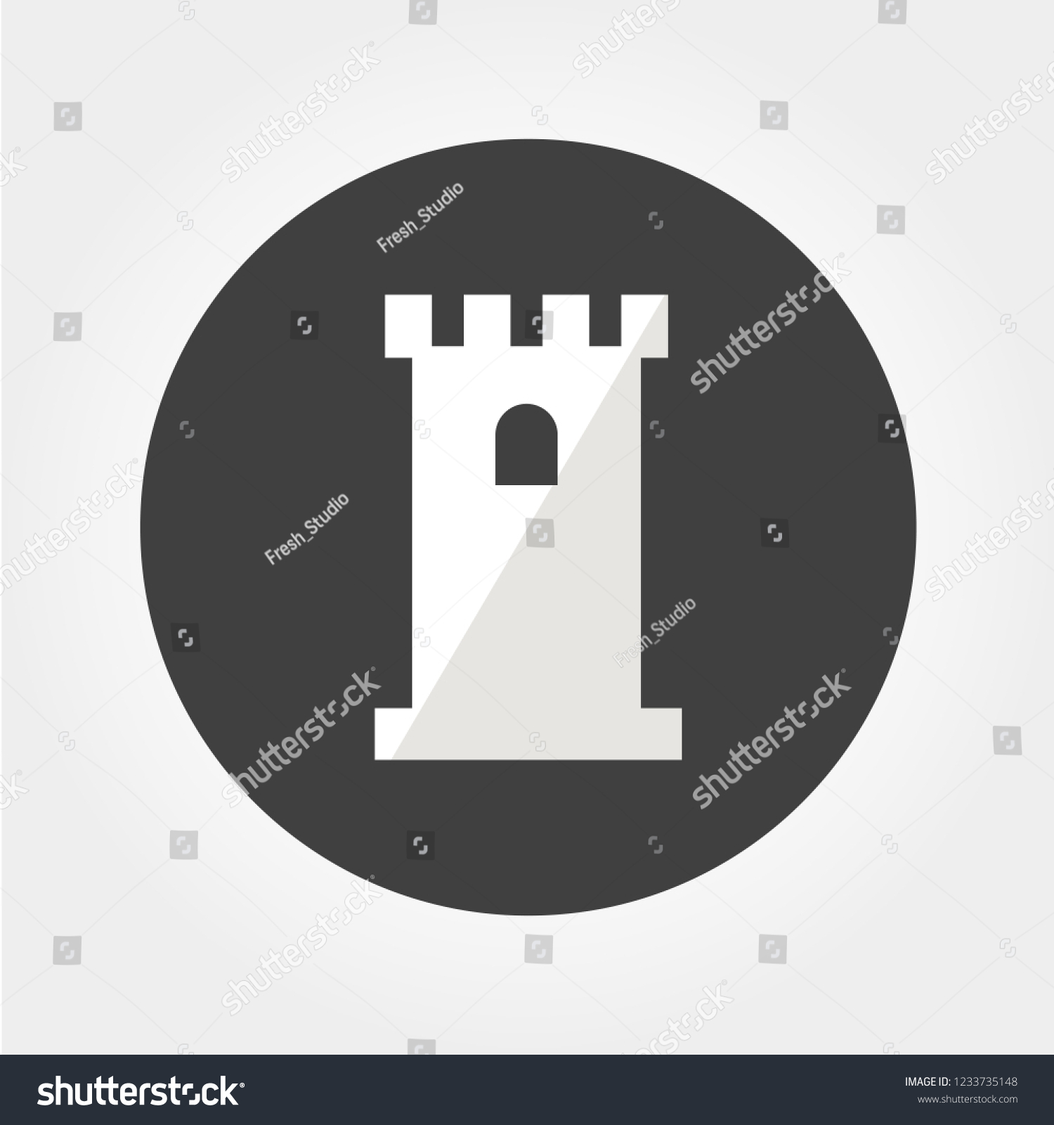 Castle Tower Vector Icon Grey Stock Vector (Royalty Free) 1233735148