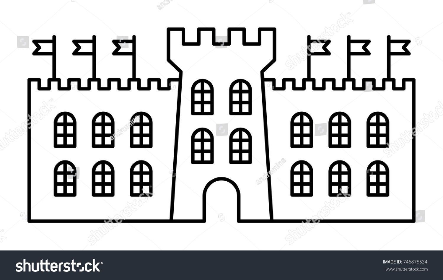 Castle Vector Outline Icon Stock Vector (Royalty Free) 746875534