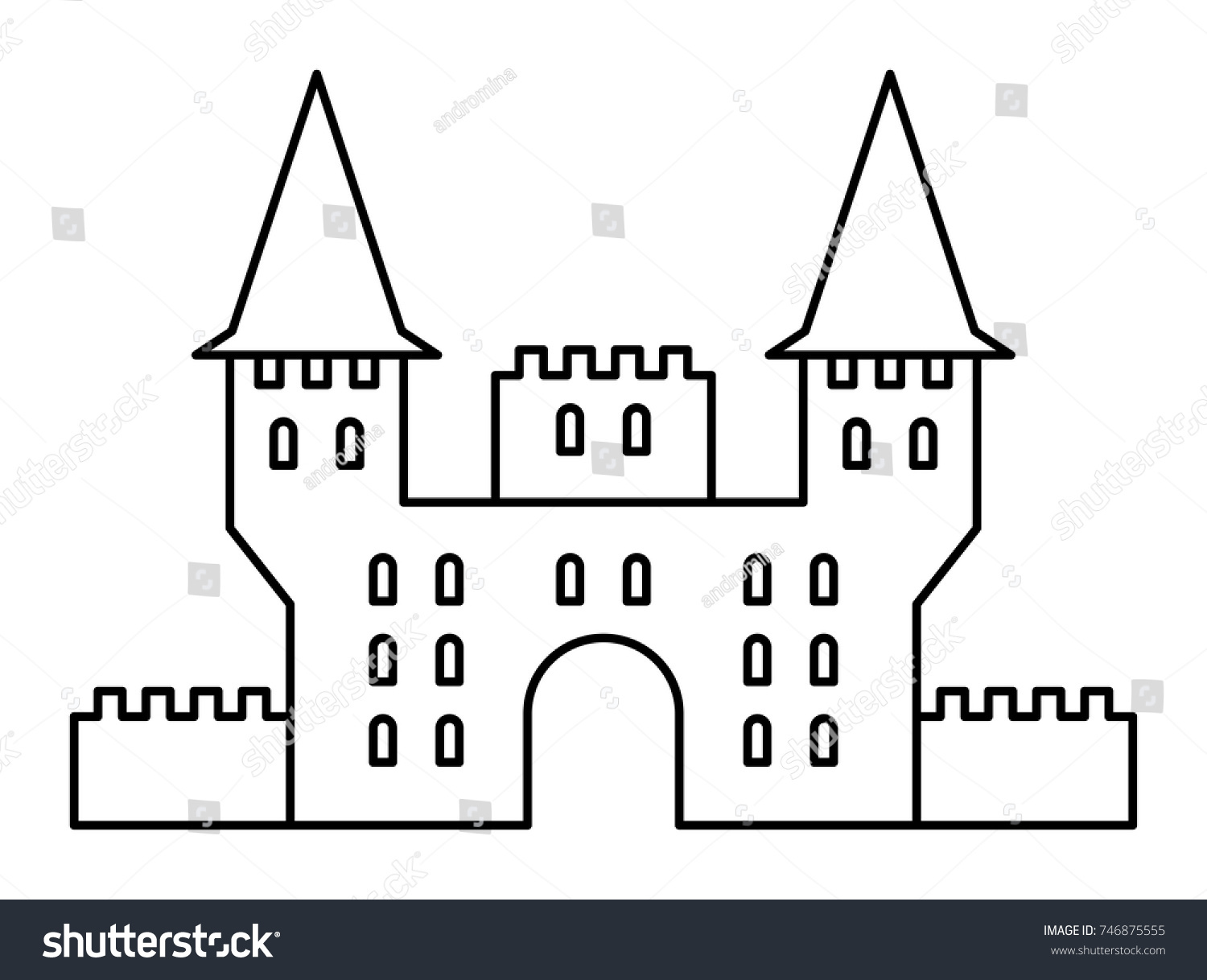 Castle Vector Outline Icon Stock Vector (Royalty Free) 746875555