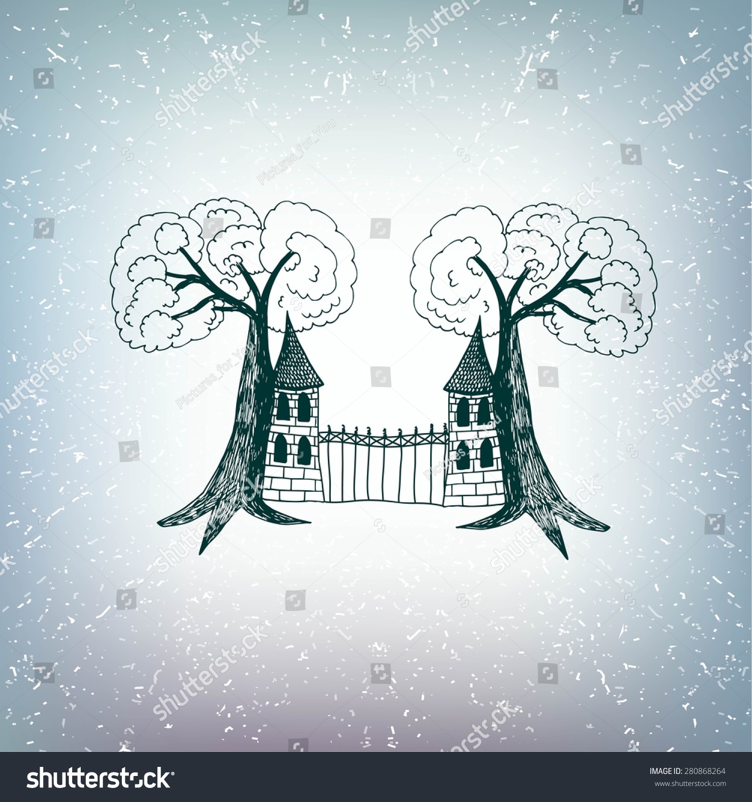 Castles Trees Vector Illustration Stock Vector (Royalty Free) 280868264 ...