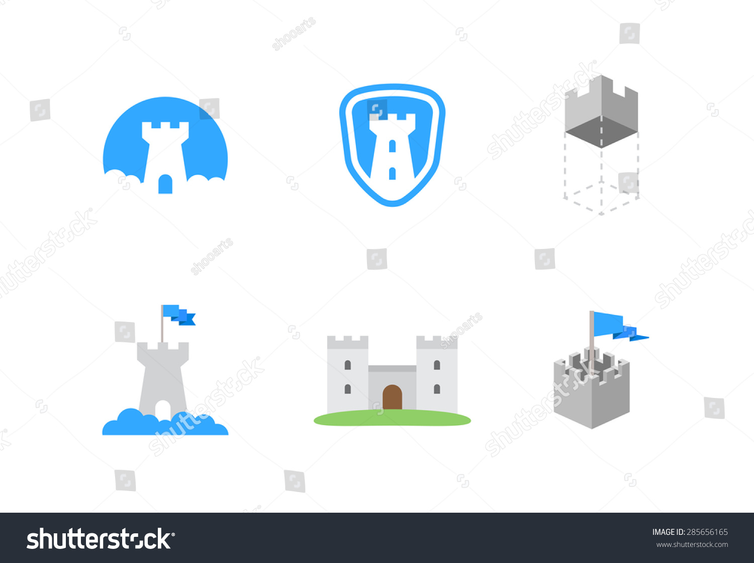 Castles Flat Vector Symbols Branding Stock Vector (Royalty Free) 285656165