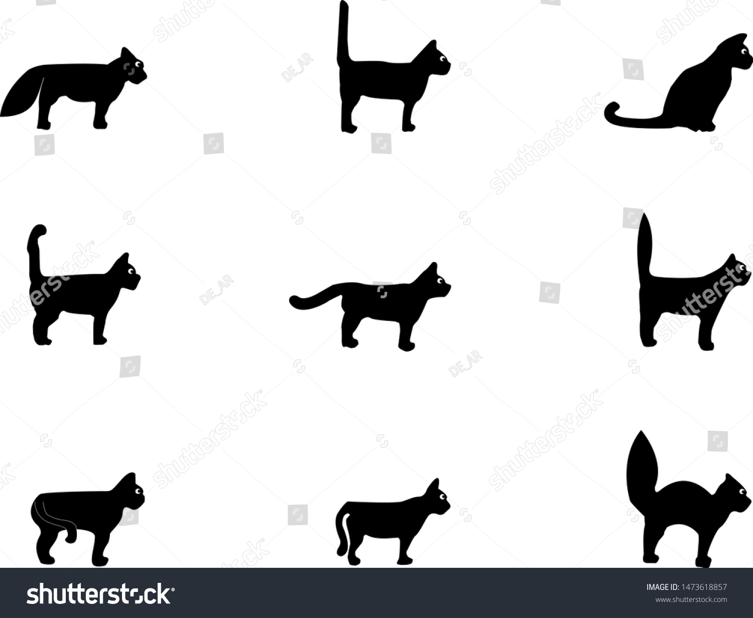 Cat Action Silhouette Isolated Vector: vector de stock (libre de ...