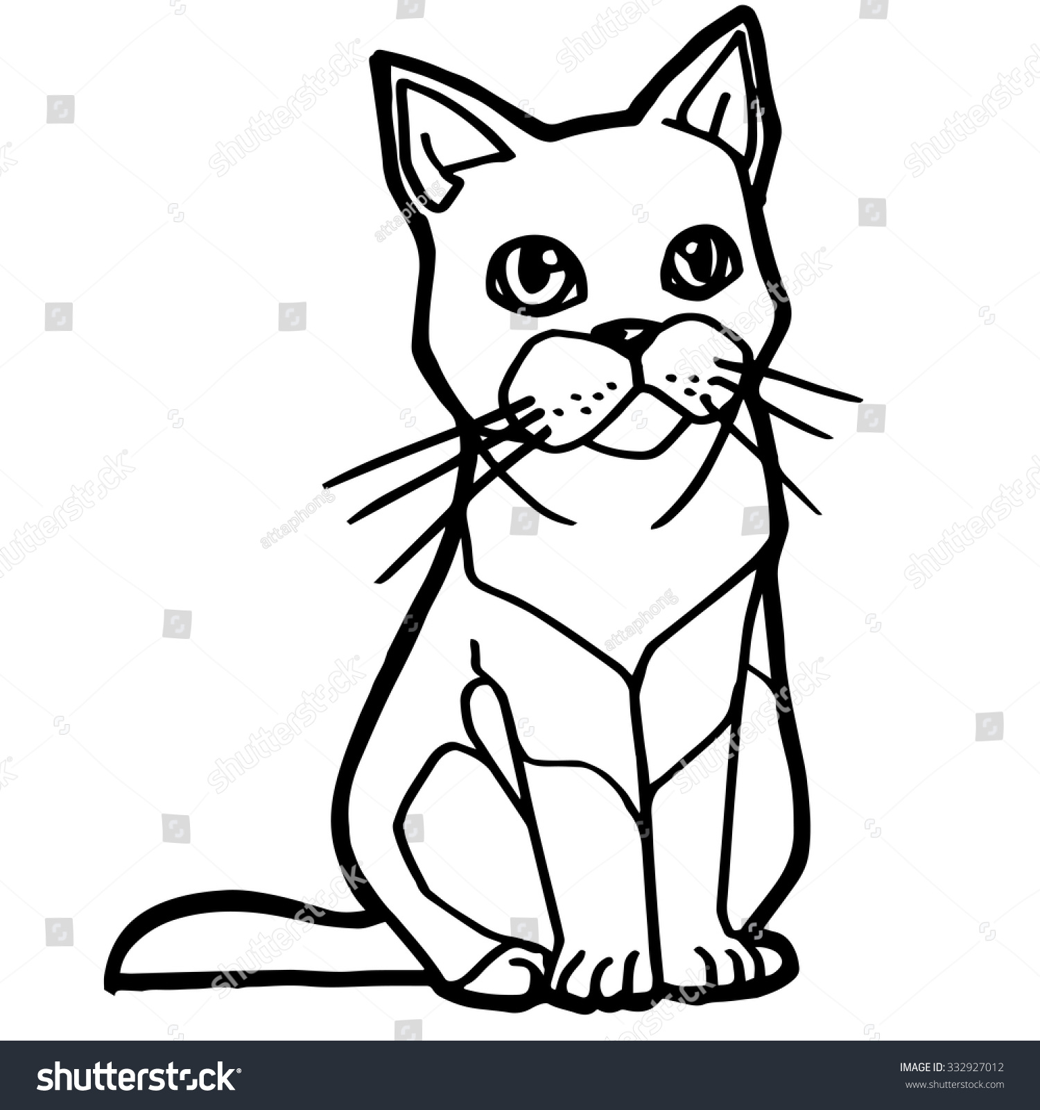 Cat Kitten Coloring Page Vector: стоковая векторная графика (без ...